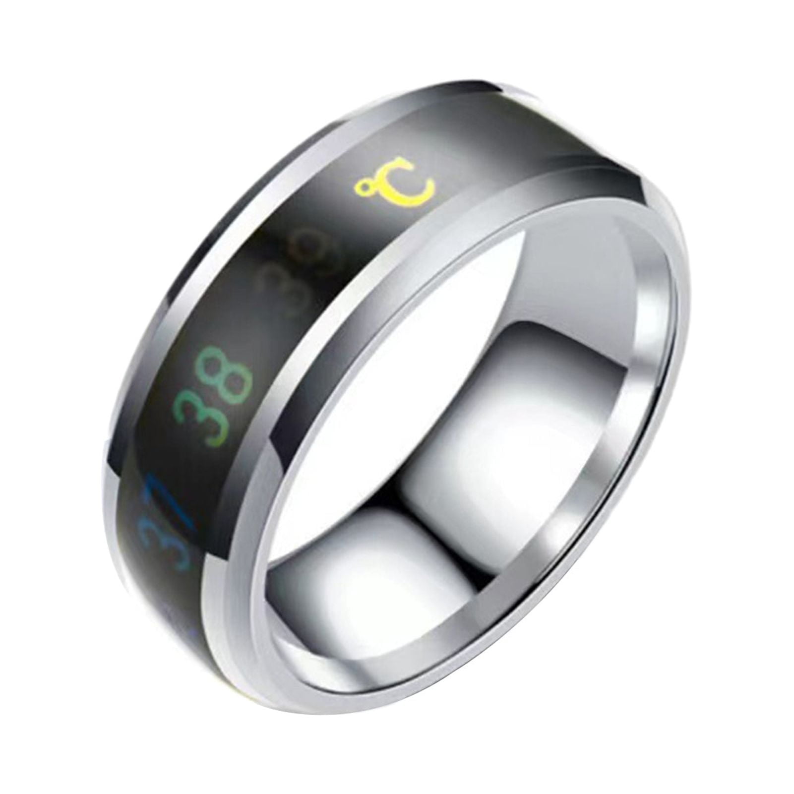 Warkul Men's Black Titanium Steel Ring Wedding Band Intelligent Body ...