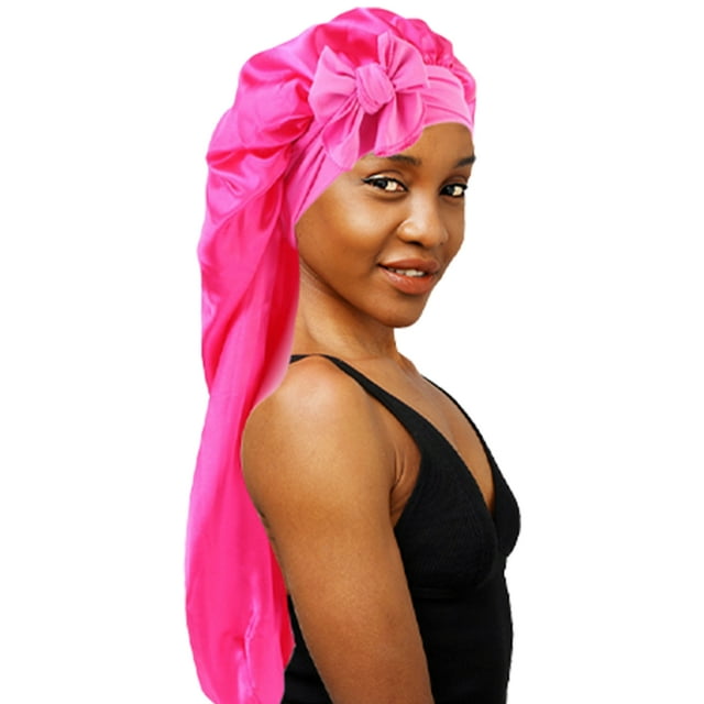 Warkul Nightcap Long Satin Braids Bonnet Women Sleeping Cap Elastic Tie ...