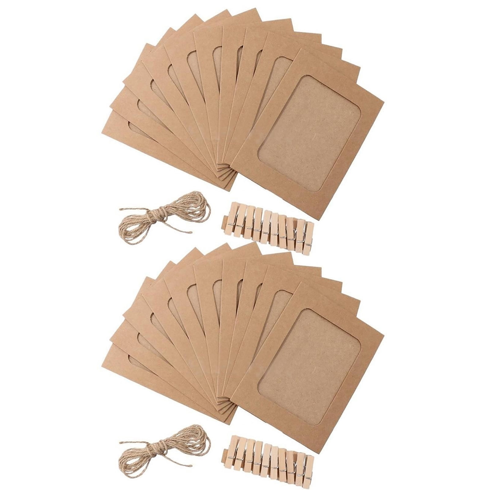 Warkul Paper Photo Frame with Mini Wooden Clips Jute Strings Easy ...