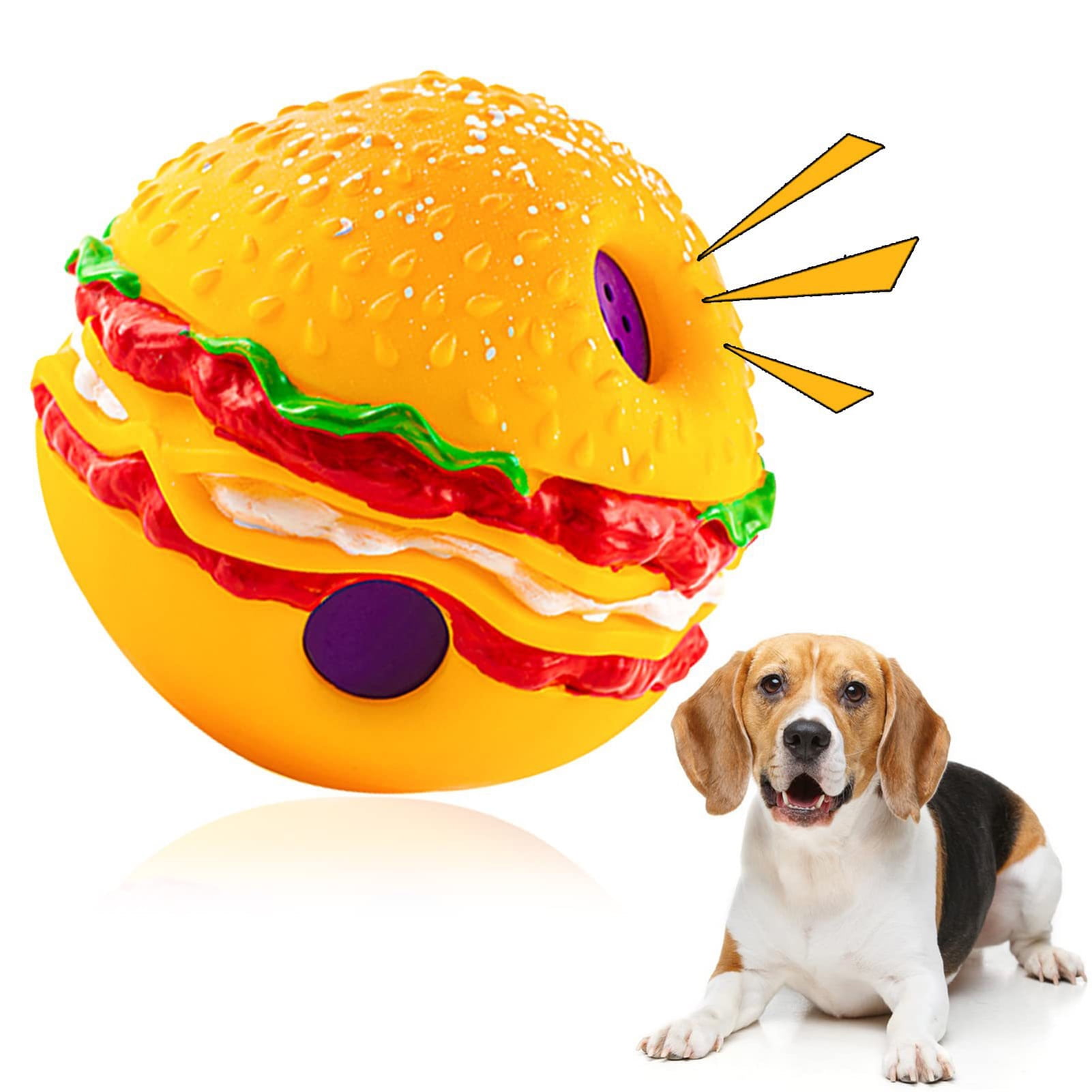 Warkul Pet Toy Burger Shape Giggle Sound Attract Bite-Resistant Dental ...