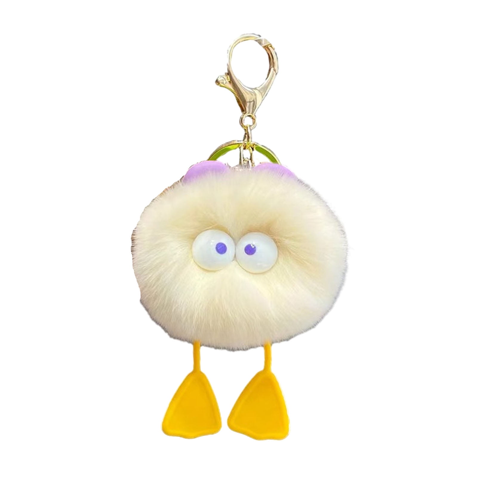 Warkul Plush Cartoon Ball Keychain Big Eyes Stress Relief Fuzzy Round Squeeze Ball Toy DIY Mini ...