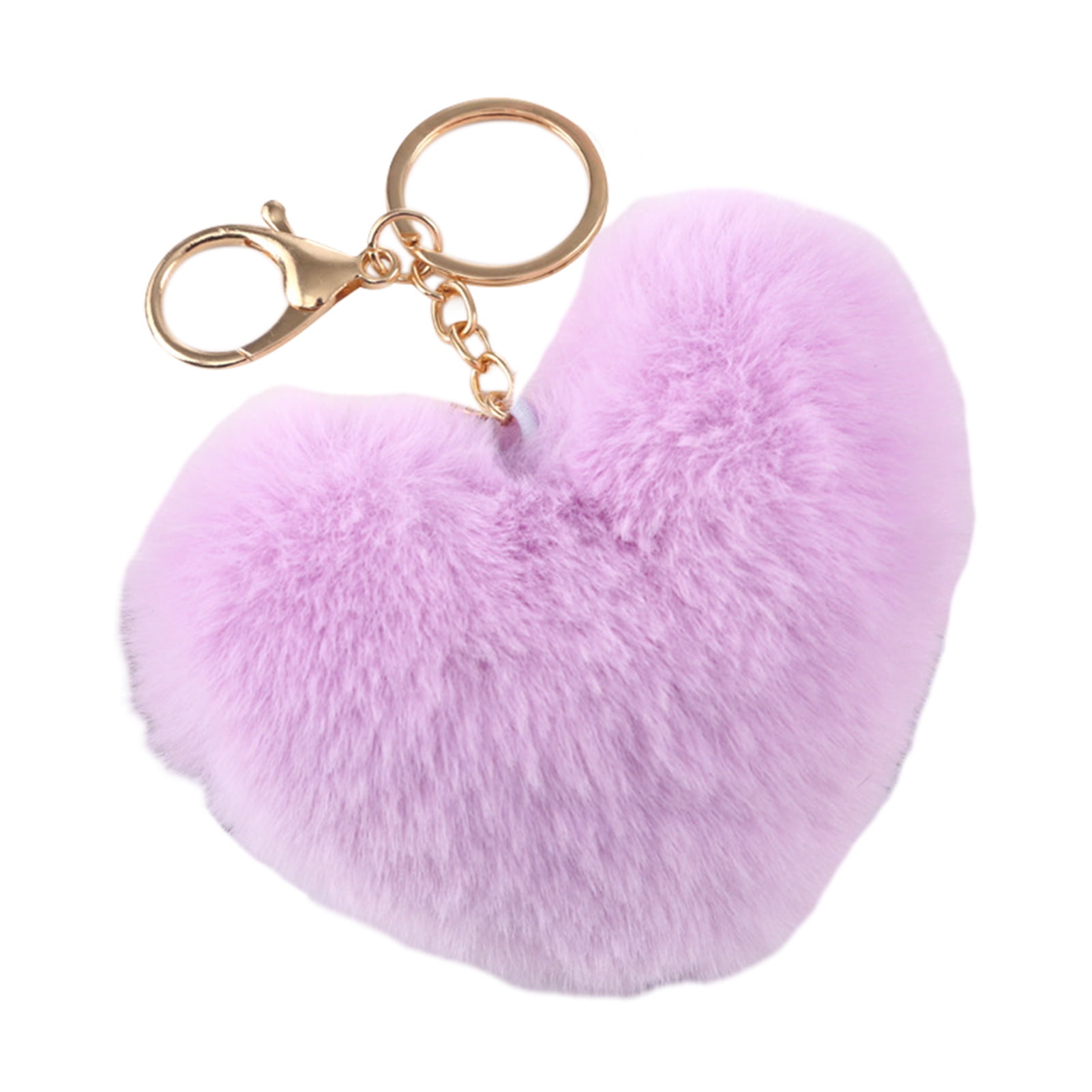 Warkul Plush Love Heart Keychain Soft Fluffy Lightweight Girls Car Key ...