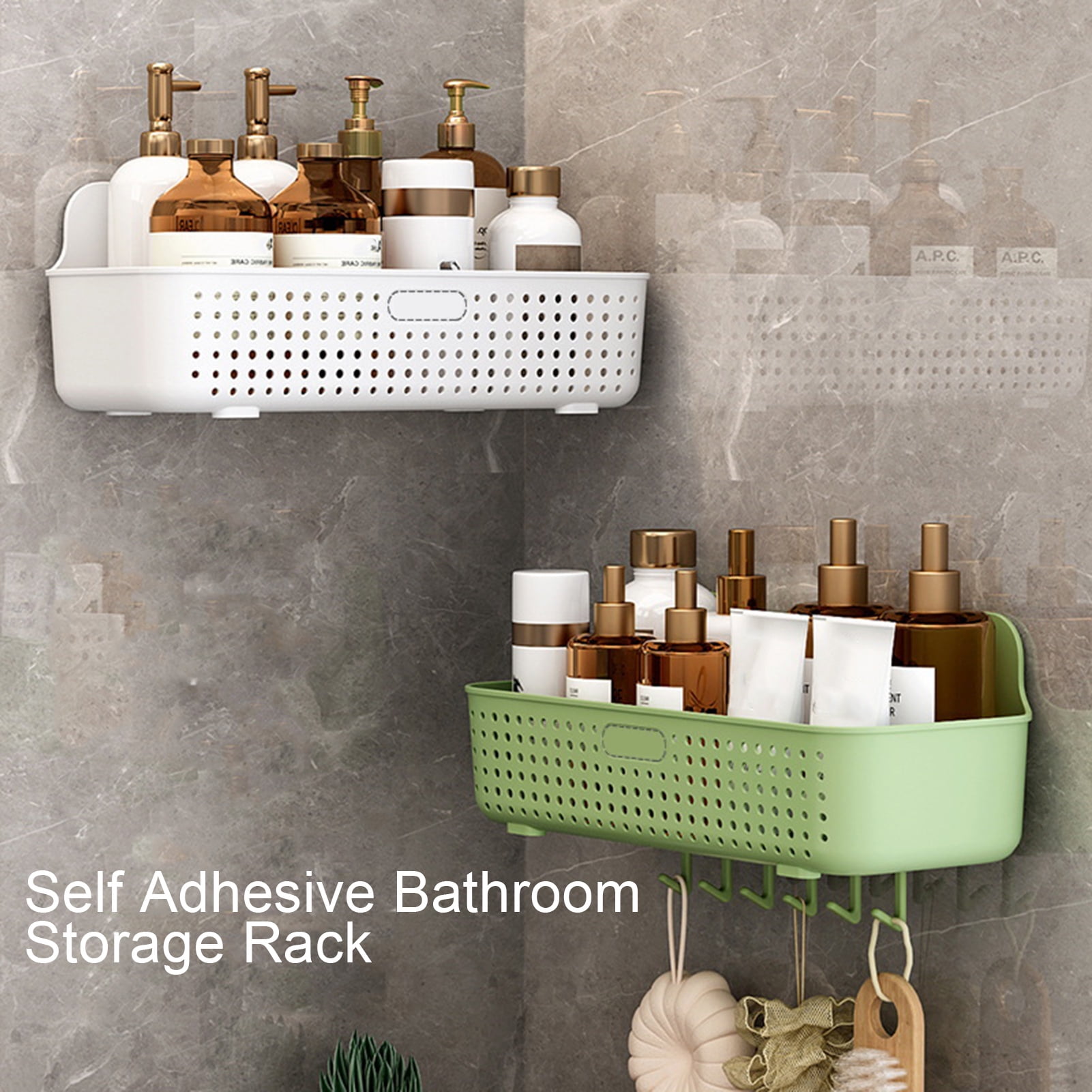Warkul Punch-free Bathroom Storage Rack with Hollow Strong Load-bearing ...