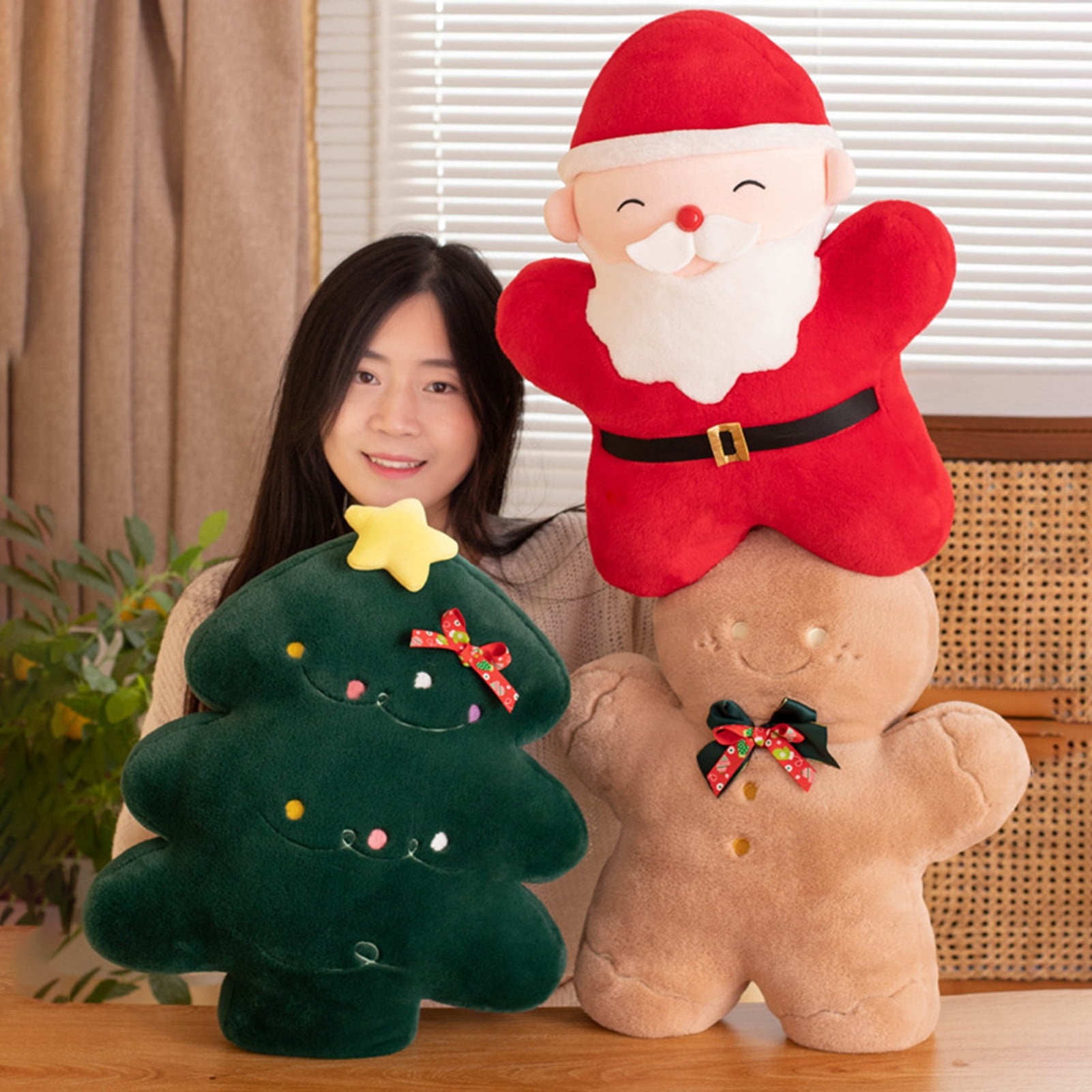 Warkul Santa Claus Plush, 17 Inch Stuffed Santa, Christmas Tree Plush for Home Sofa Ornament ...