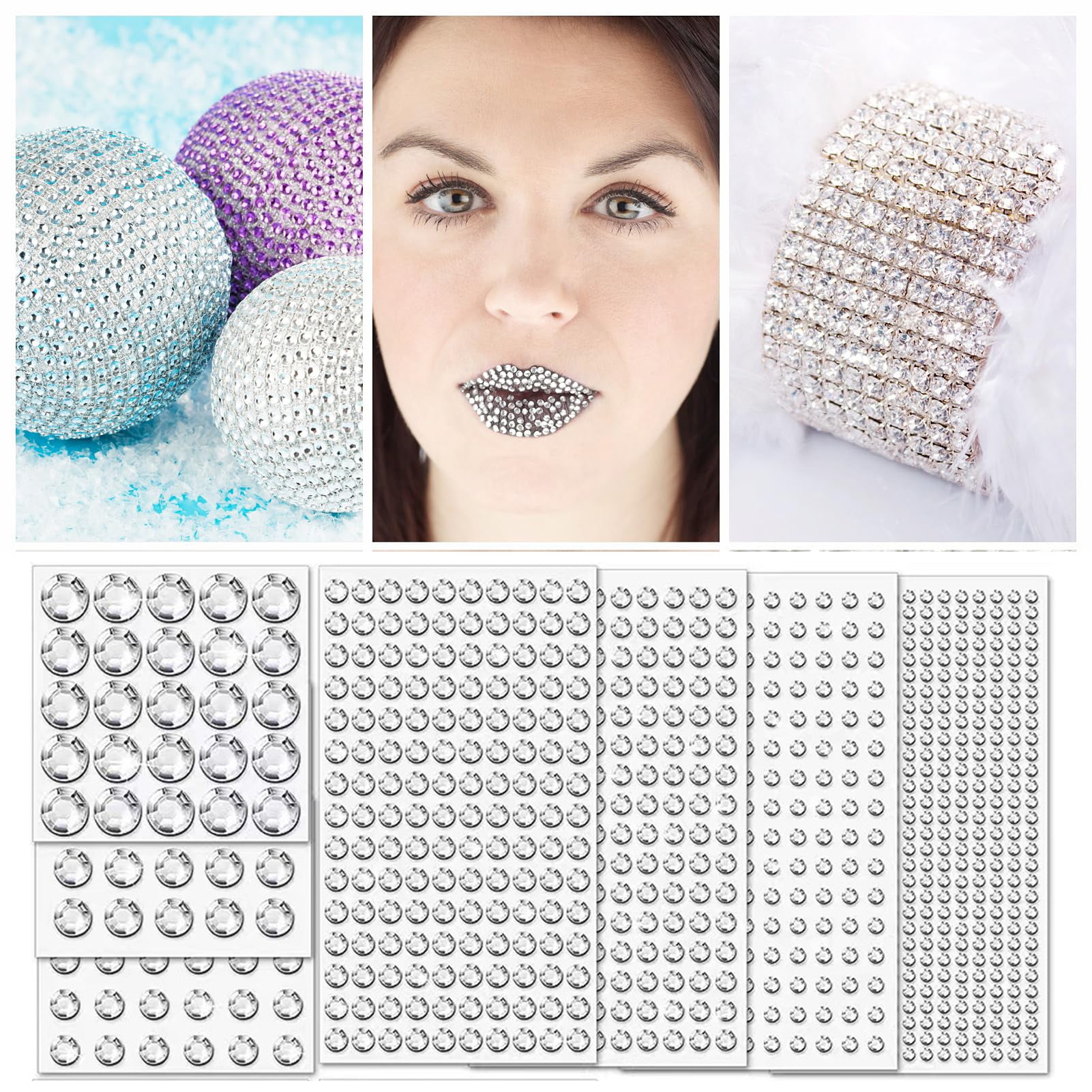 Warkul Self-Adhesive Multipurpose Rhinestone Stickers - 14Sheets ...