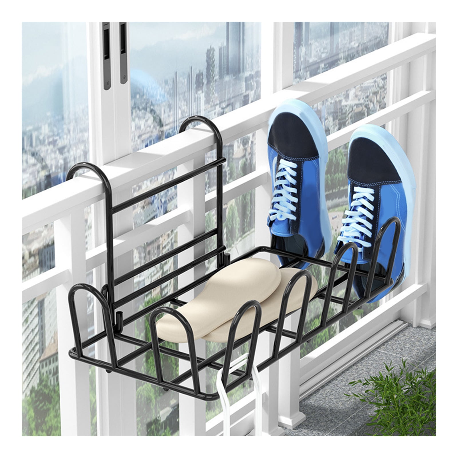 Warkul Shoe Drying Rack with Hook Movable Hollow Quick Drain Balcony ...