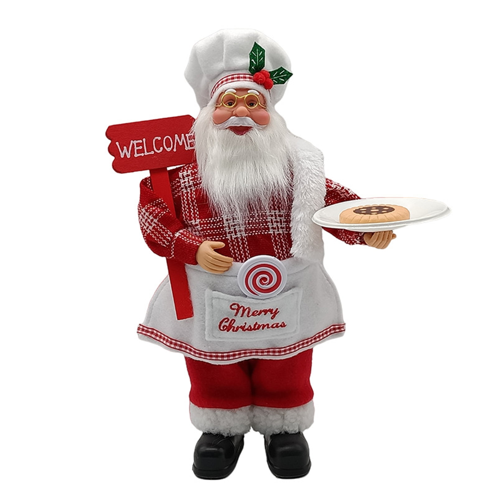 Warkul Standing Santa Claus Figure Statue , Christmas Chef Santa Figurines Doll Accessories ...