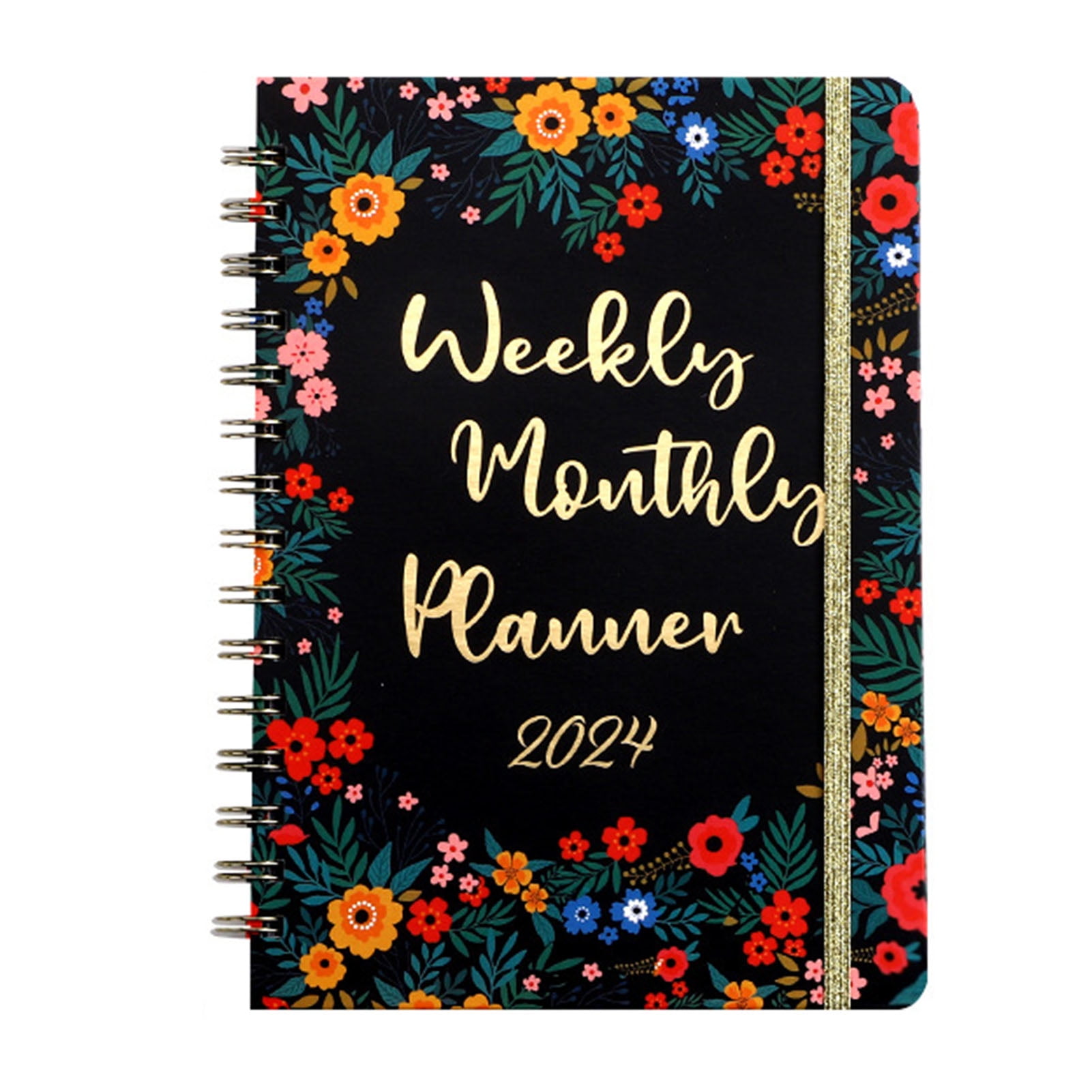 Warkul Weekly Planner 2024 Monthly Planner Flower Print Coil Design ...
