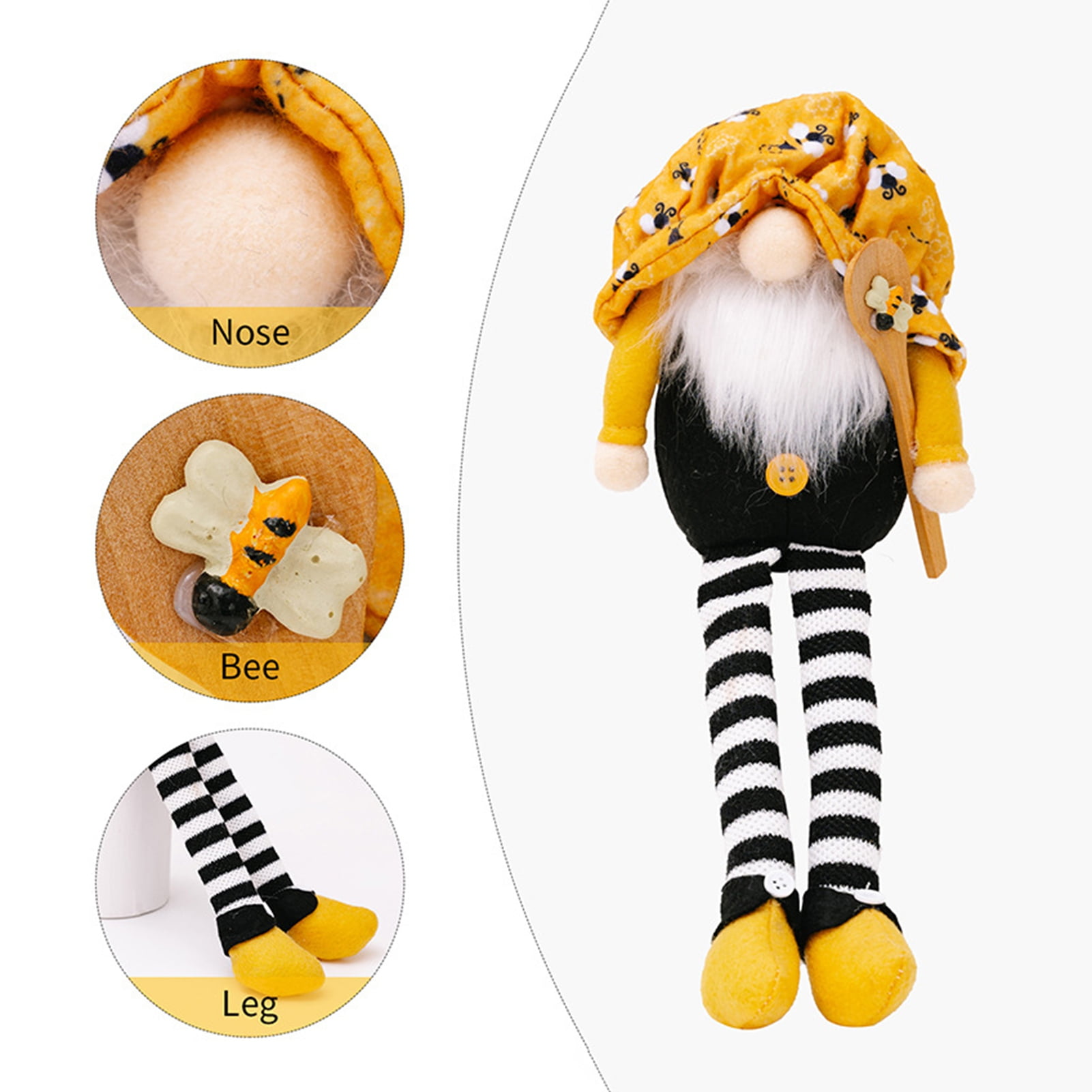 Warkul White Beard Gnome Doll Bee Day Gifts, Faceless Elf Ornament Long ...