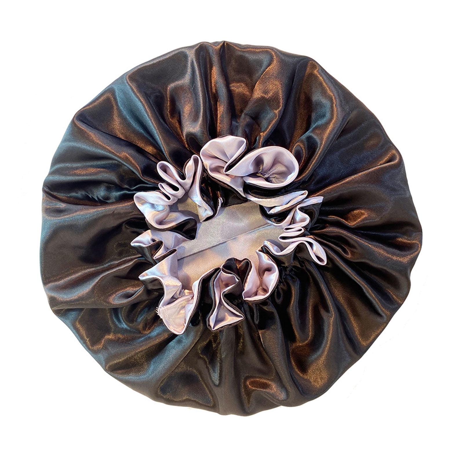 Warkul Women Hair Bonnet Double-layer Shirring Edge Solid Color Large ...