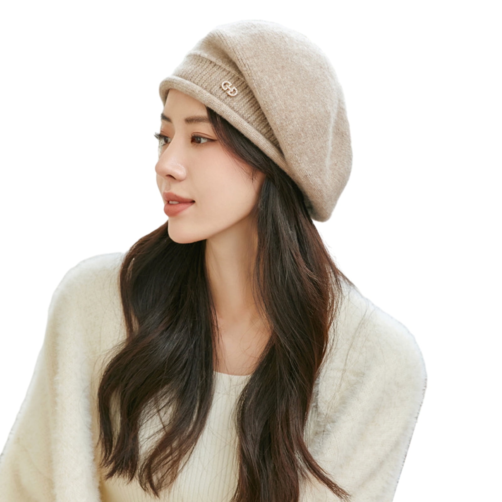 Warkul Women Winter Beret Hat Elastic Knit Solid Color Soft Warm Thick ...