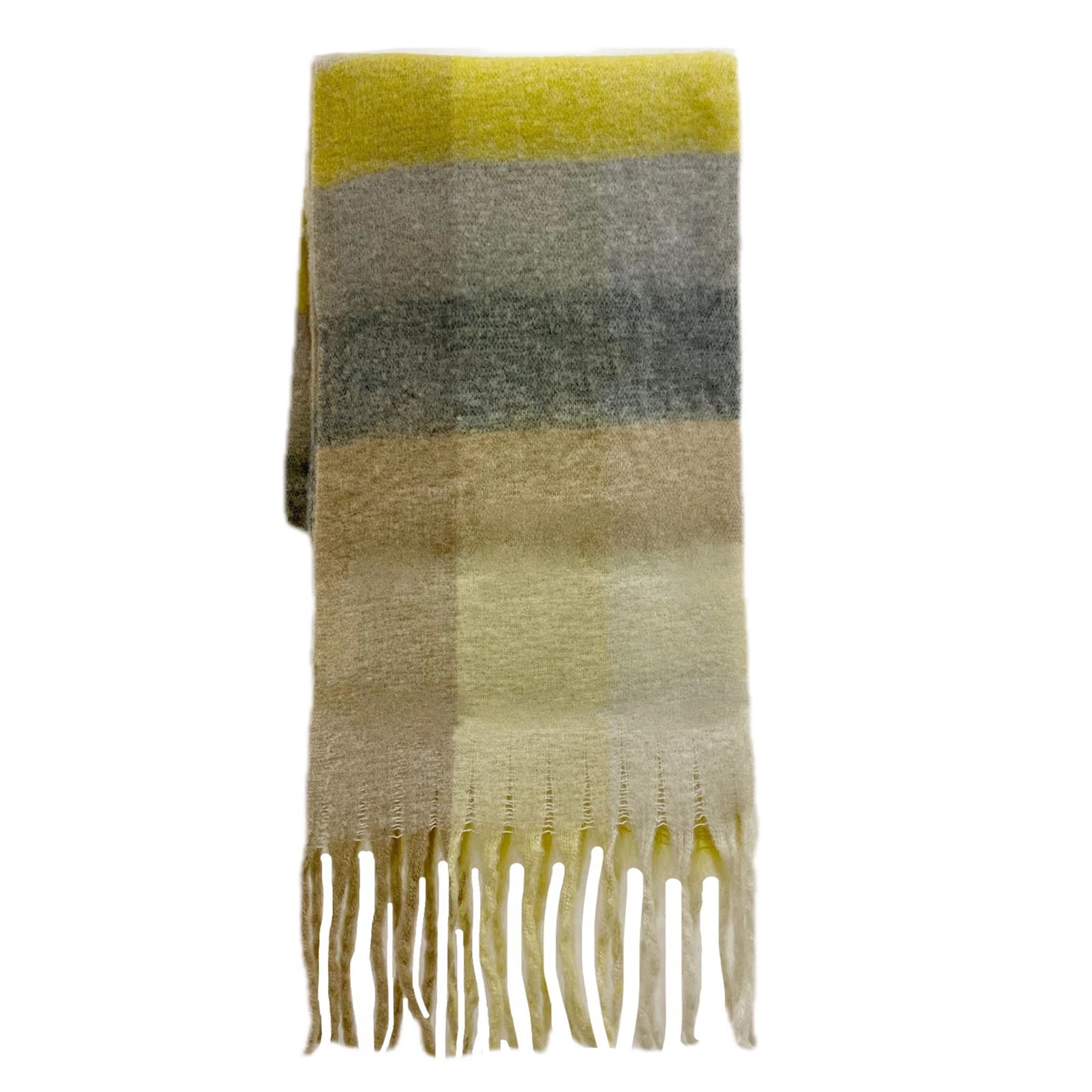 Warkul Women's Winter Scarf, Women Scarf Colorful Rainbow Plaid Fringed ...