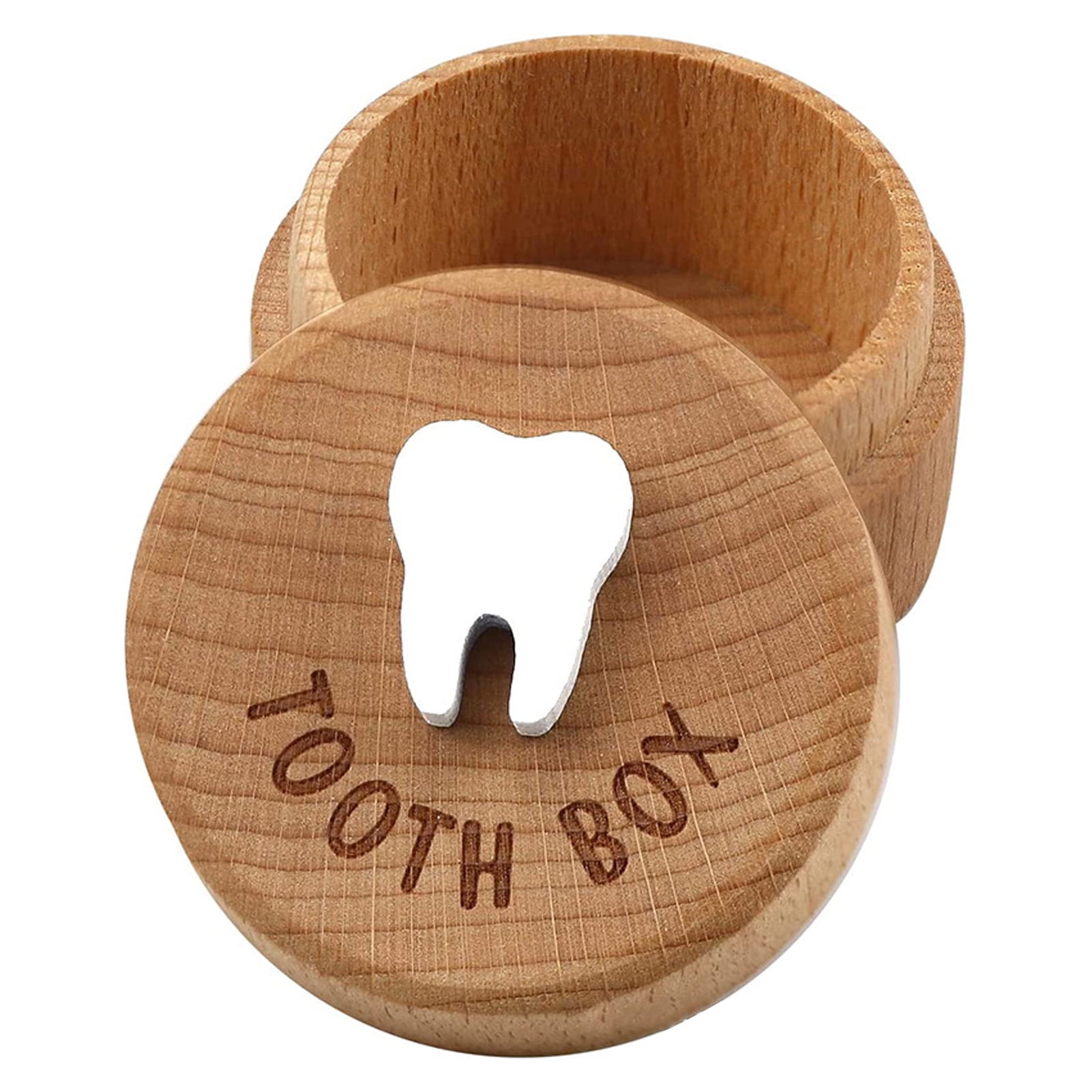 Warkul Wood Baby Teeth Box Round Small Heavy Duty Lost Tooth Keepsake ...