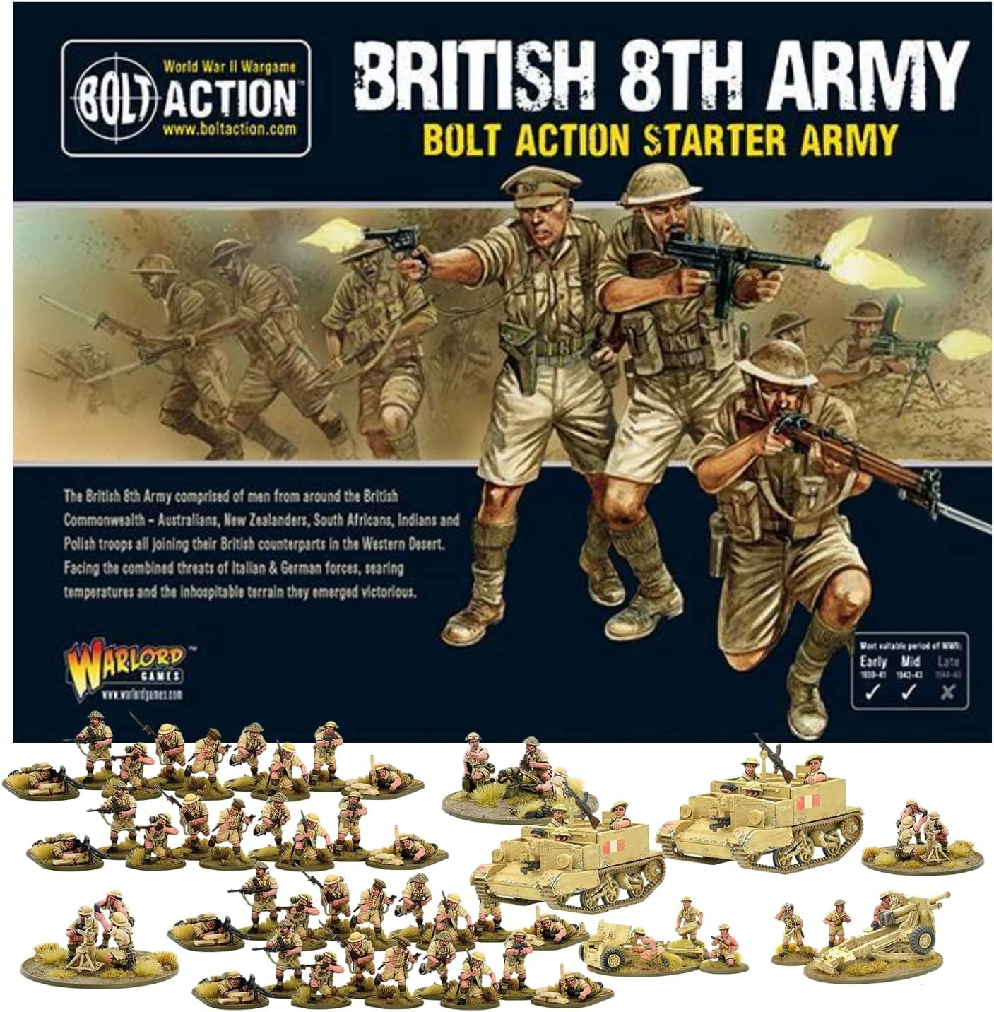 Warlord Games Bolt Action British 8th Army Starter Set - 28mm WW2 ...