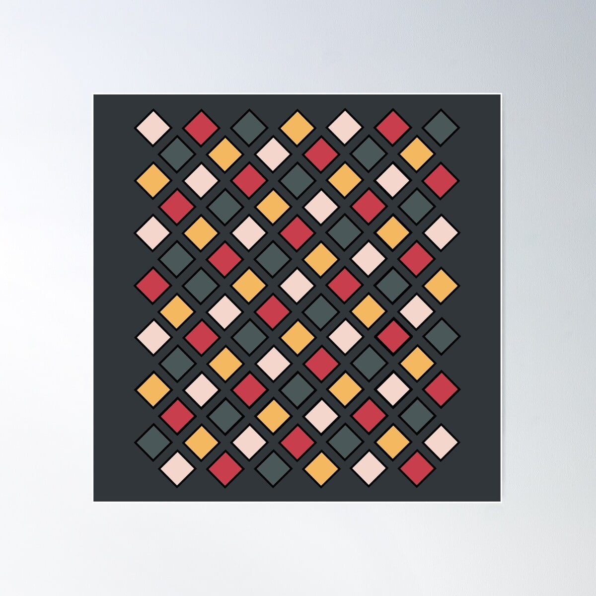Warm And Cool Diamond Pattern Poster Wall Art, Modern Wall Decor For ...