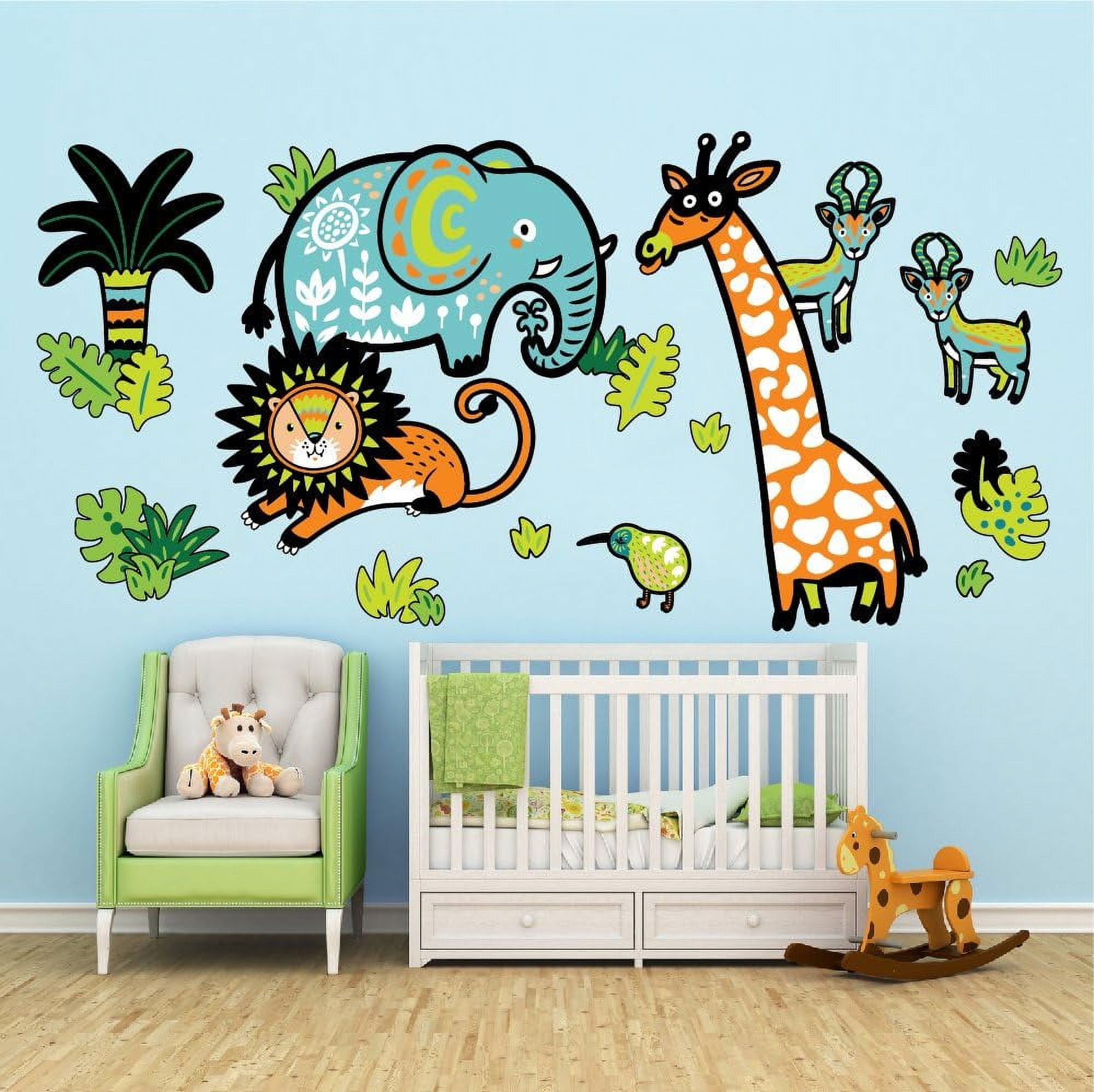 Warm Animals Elephant Safari Wall Decal Sticker Set For Kids WM502448 ...