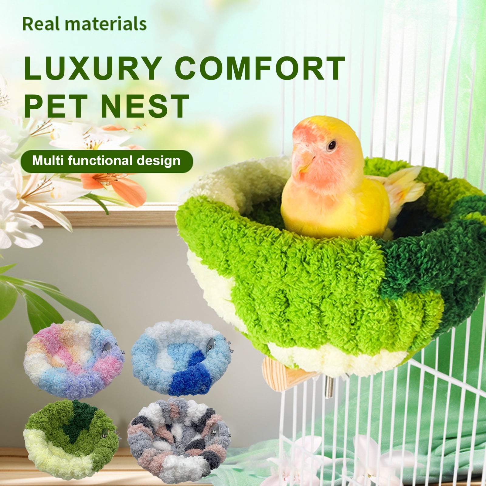 Warm Bird Nest for Cage Plush Hanging Bird Bed Fleece Warm Bird House ...