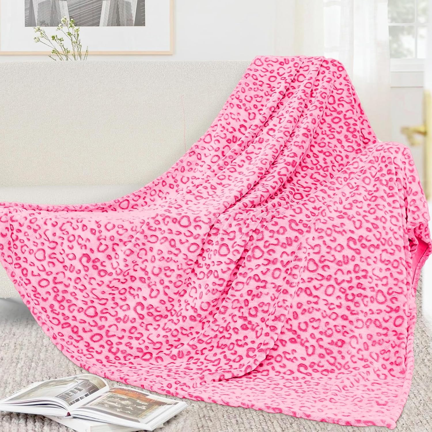 Warm Blanket Pink Soft Fleece Blankets Twin Size Throw Blankets for Bed ...