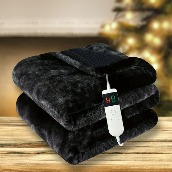 Warm-Body Electric Heated Throw - Soft Faux Fur & Flannel, 10 Heating ...