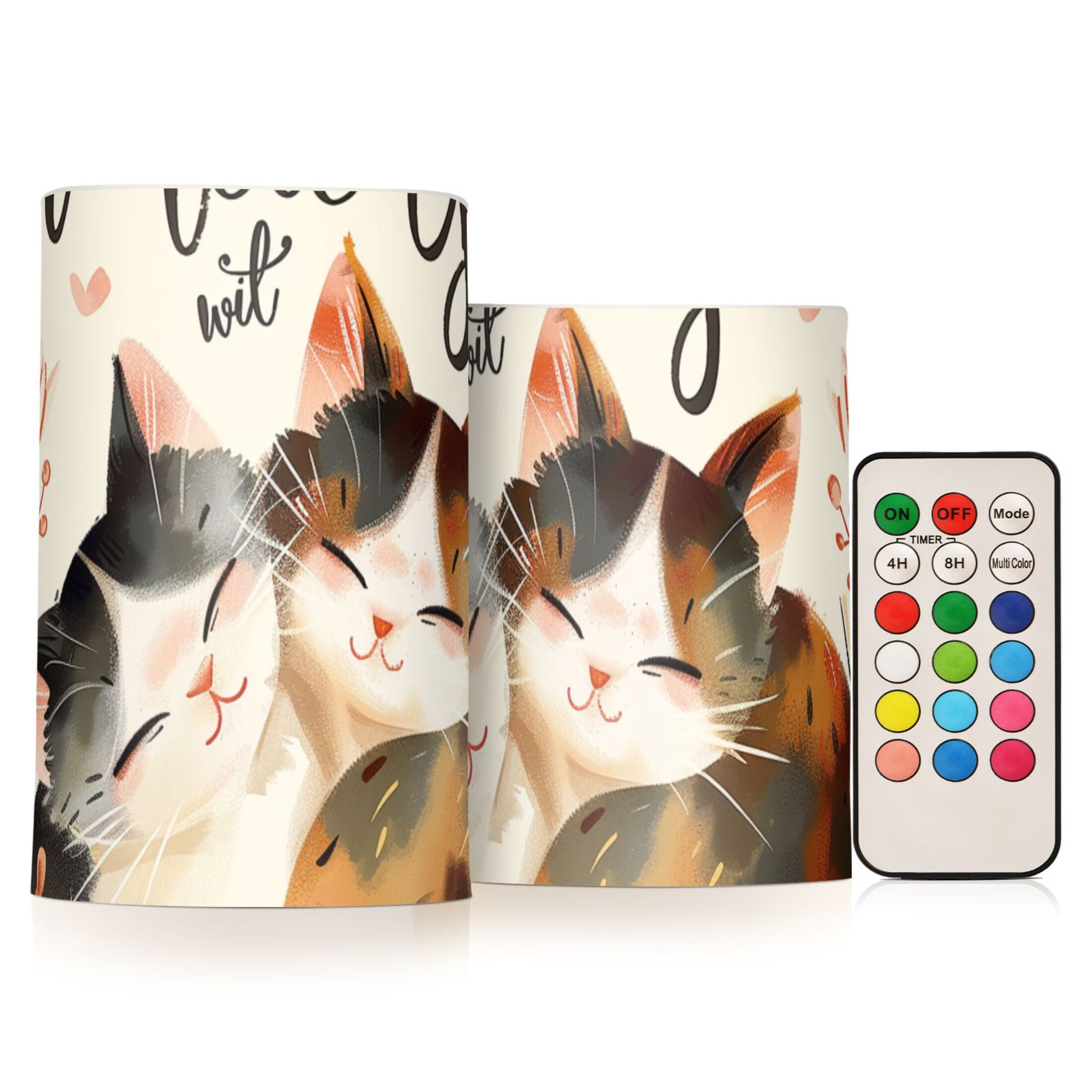 Warm Cat Paint Flickering Flameless Candles Battery Operated with ...