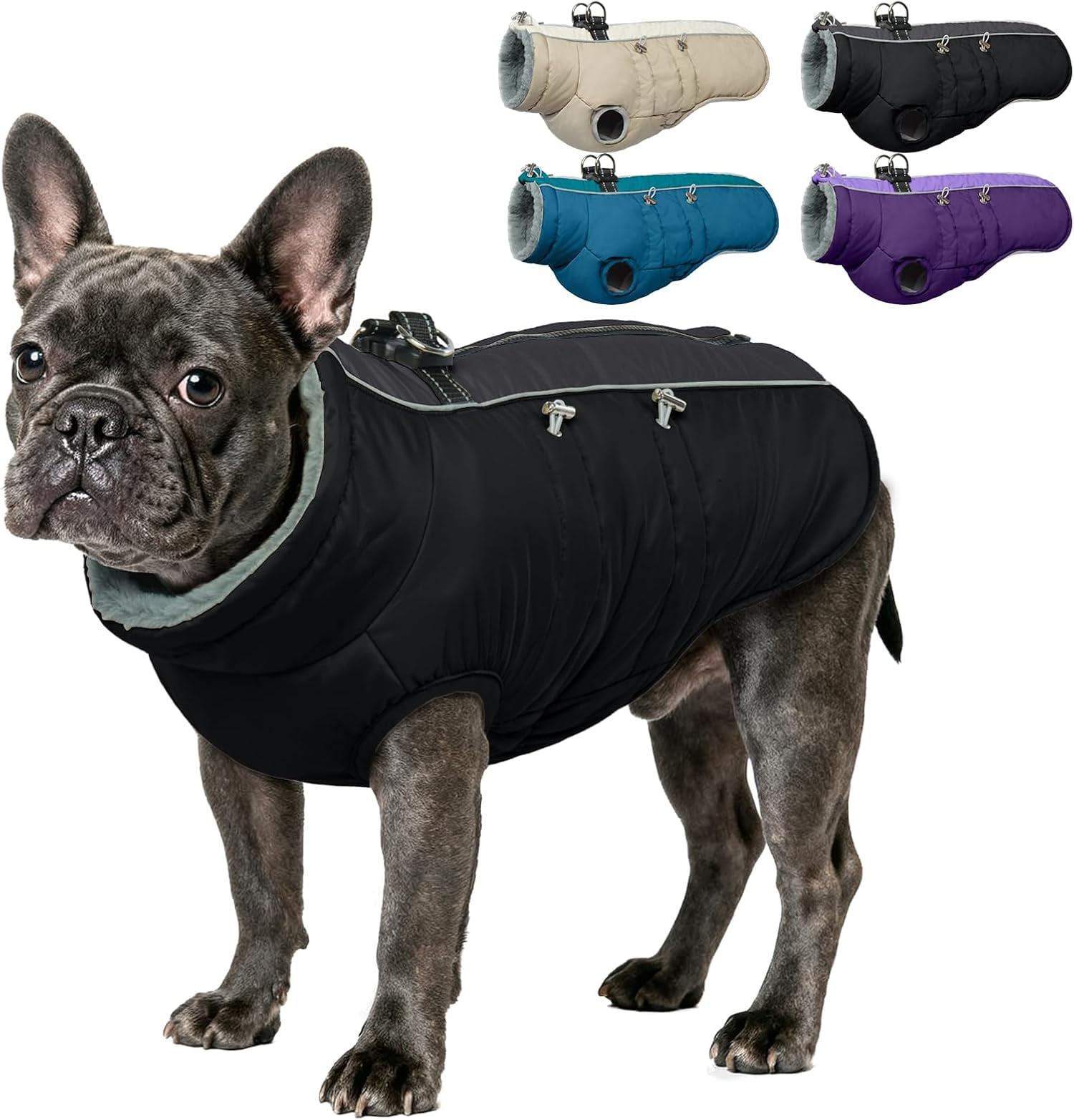 Warm Coat with Harness, Reflective Jackets for Small Medium Large Dogs ...