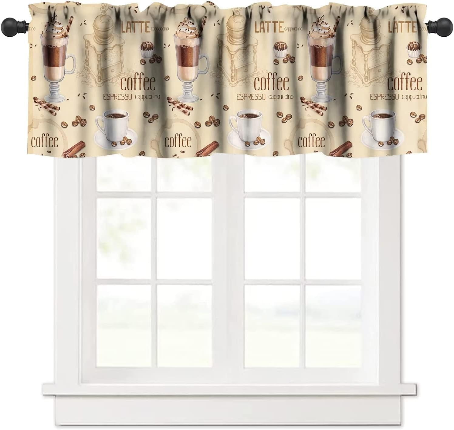 Warm Coffee Valances Curtains for Windows, Vintage Style Windows ...