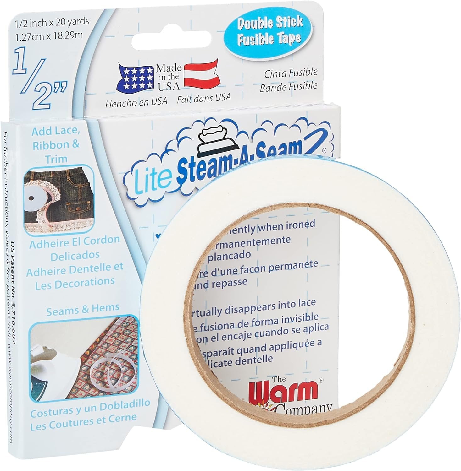 Lite Steam-A-Seam 2 Fusible Tape - 1/2" x 20yds - Walmart.com