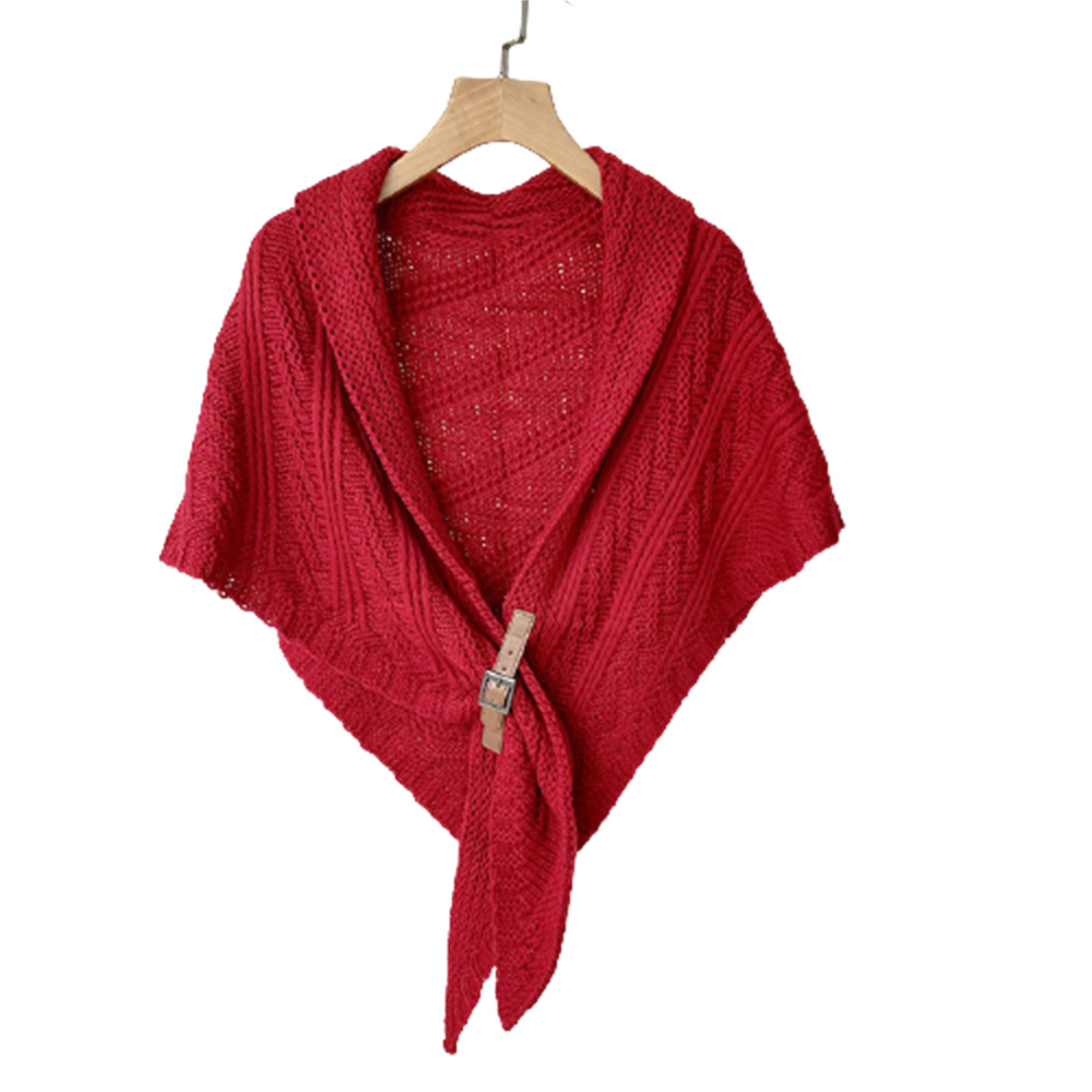 Warm Cozy Crochet Ponchos Chunky Wrap Triangle Shawl Wraps Womens Shawl Wrap Poncho Cape Red