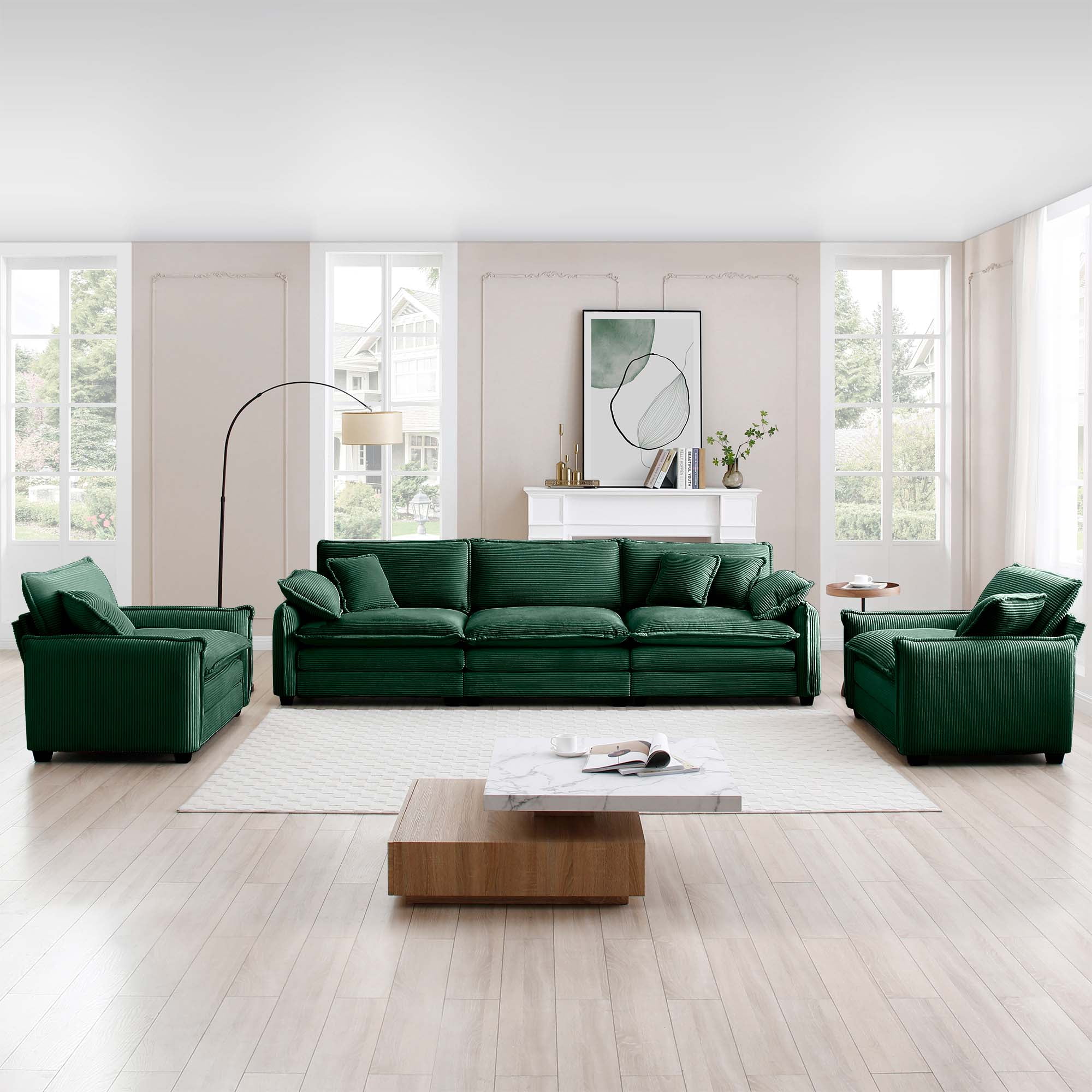 Warm and Cozy Sofa Set with Soft Cushions and Pillows Home Theater ...