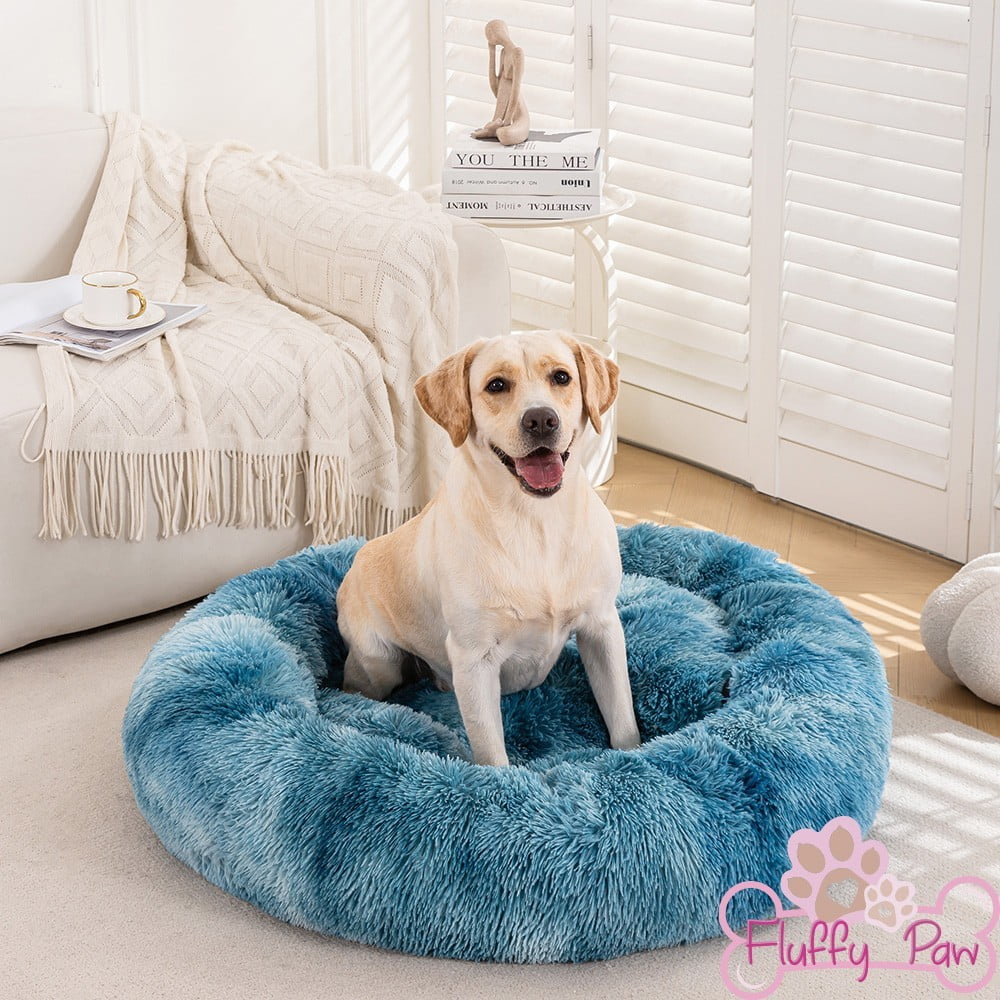 Warm Donut Style Soft Kennel Nest for Pets in Fluffy Cream Color for ...