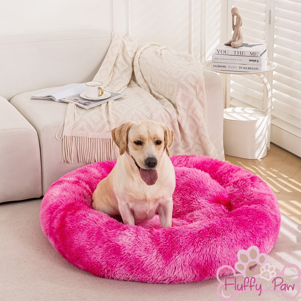 Warm Donut Style Soft Kennel Nest for Pets in Fluffy Cream Color for ...