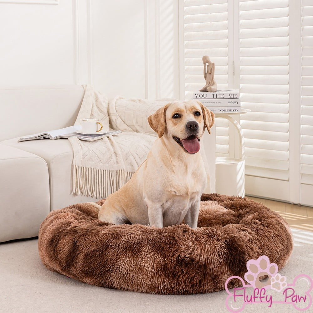 Warm Donut Style Soft Kennel Nest for Pets in Fluffy Cream Color for ...