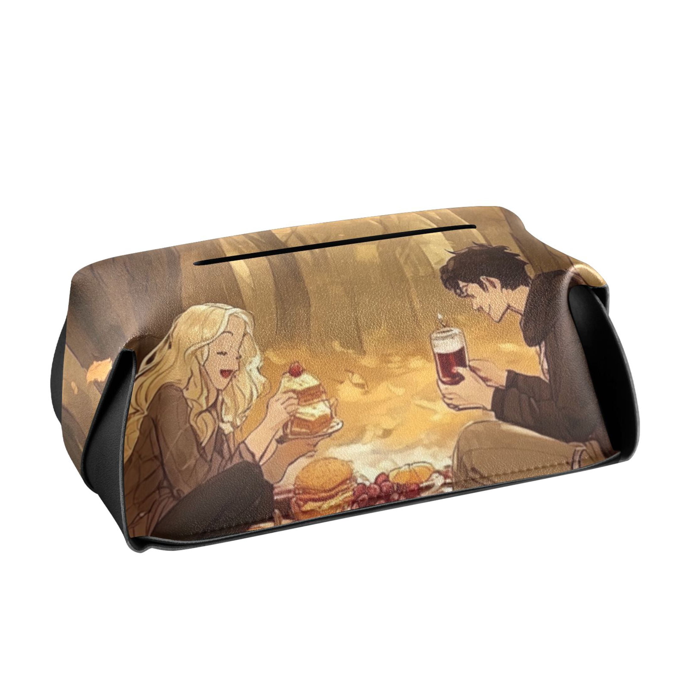 Warm Fall Picnic Tissue Box Cover Leather Square Rectangle Tissue Box ...