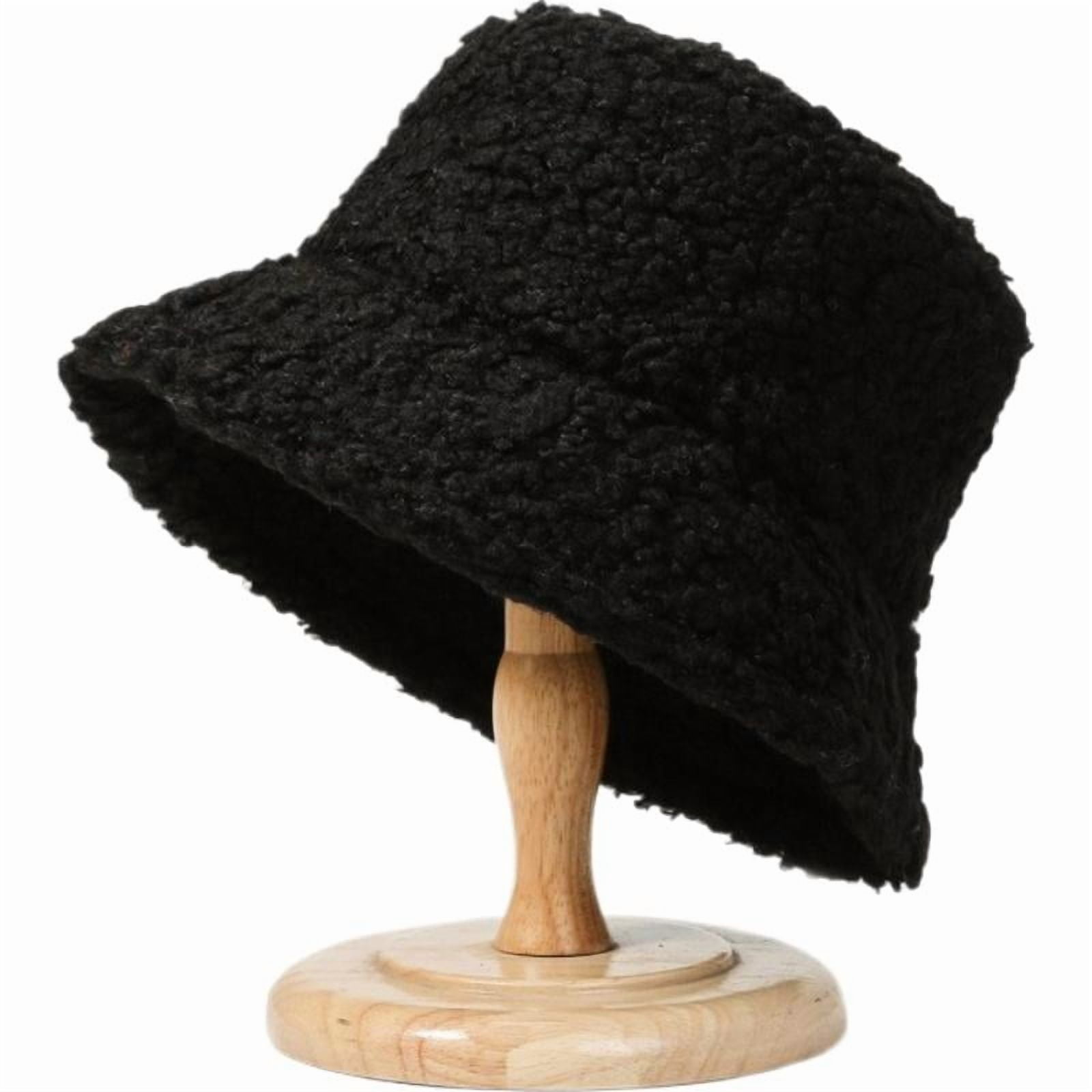 Warm Fluffy Plush Bucket Hat Ladies WinterSolid Faux U Fisherman K ...