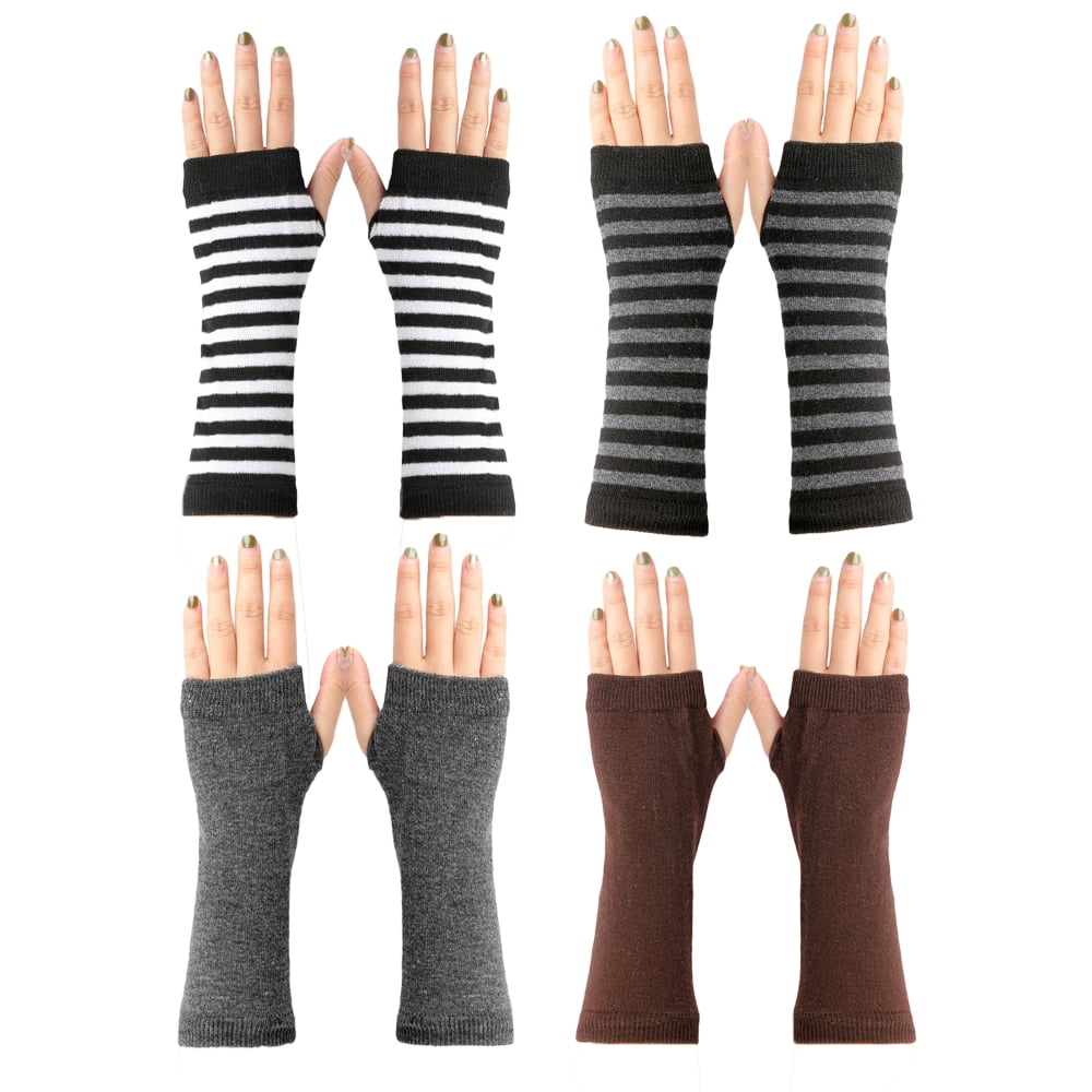 Warm Gloves with Thumb Hole Cozy Half Fingerless Typing Gloves Knit ...