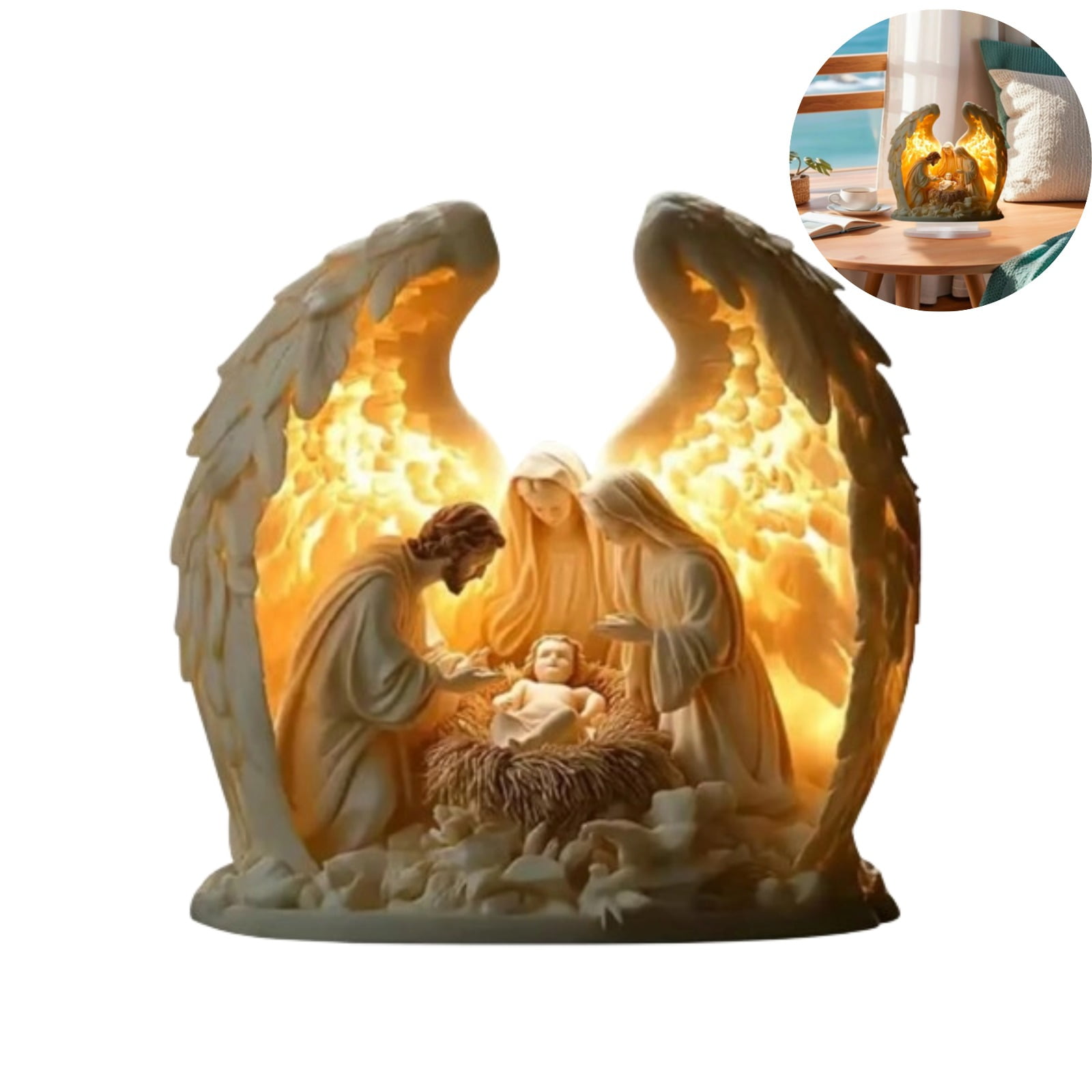 Warm Glow Christmas Tabletop Decor - Angel Wing Light-Up Figurine ...