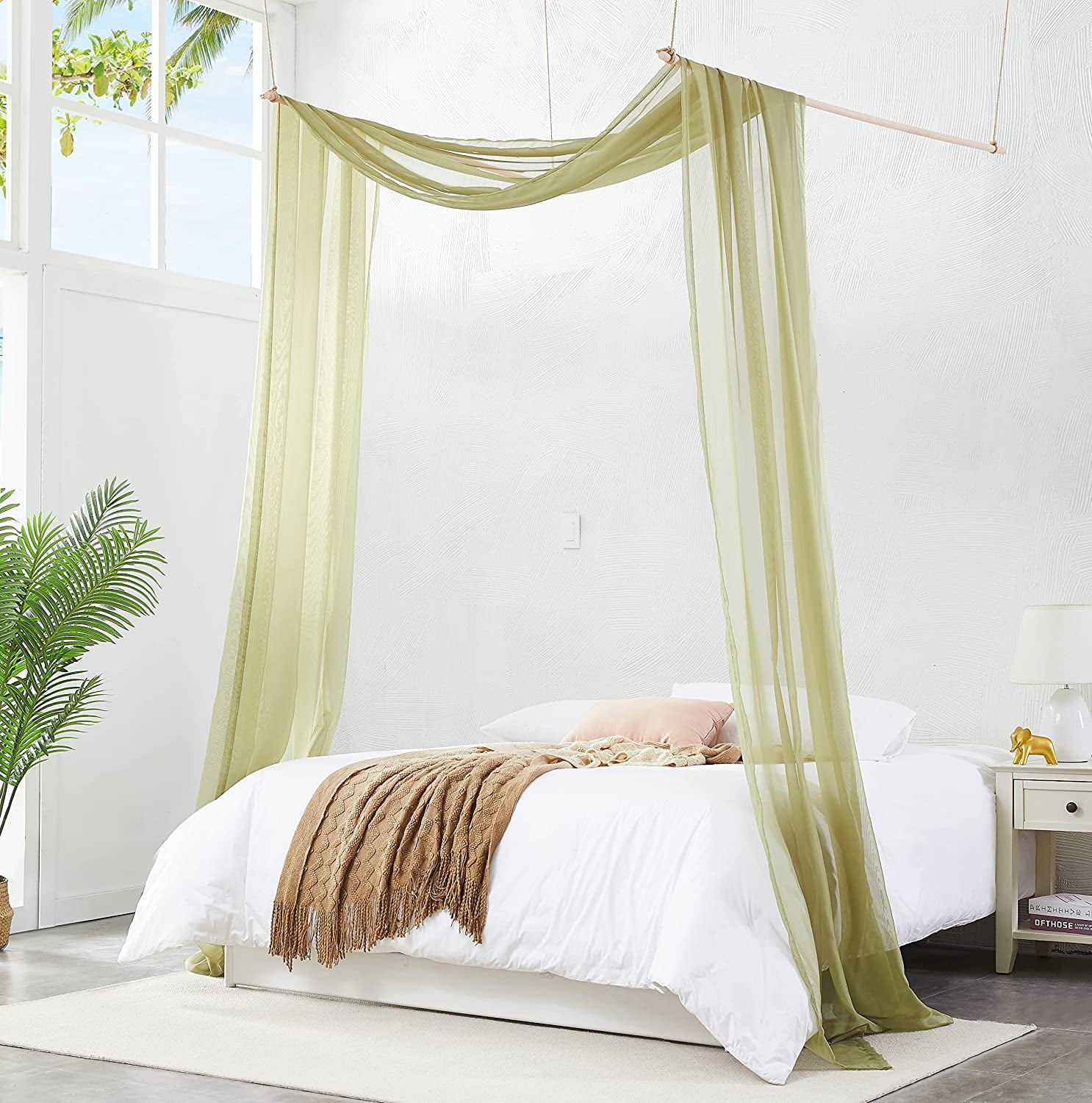 Warm Home Designs 55" W x 360" L Sage Green Bed Canopy for Extra Large ...