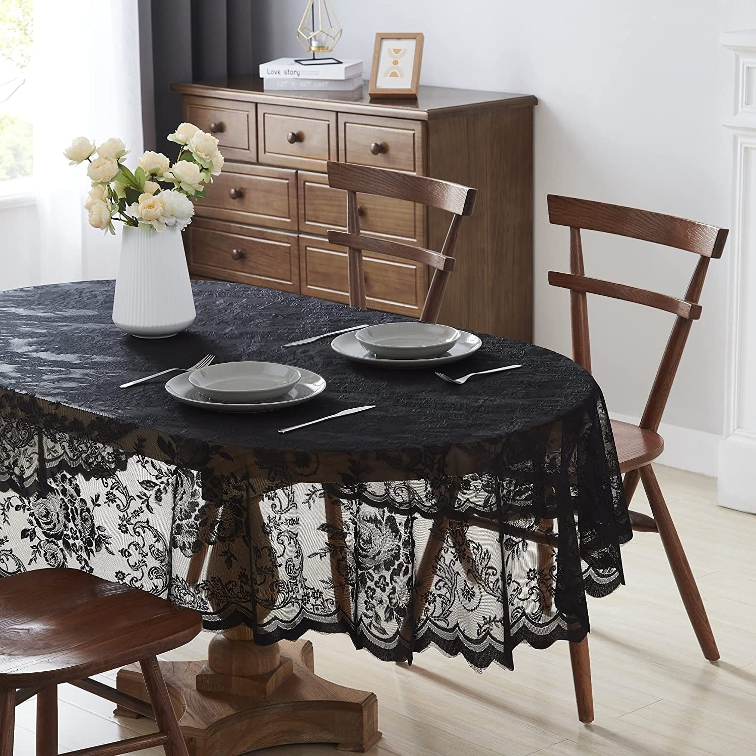 Warm Home Designs 60 x 84 Lace Oval Tablecloth - Walmart.com