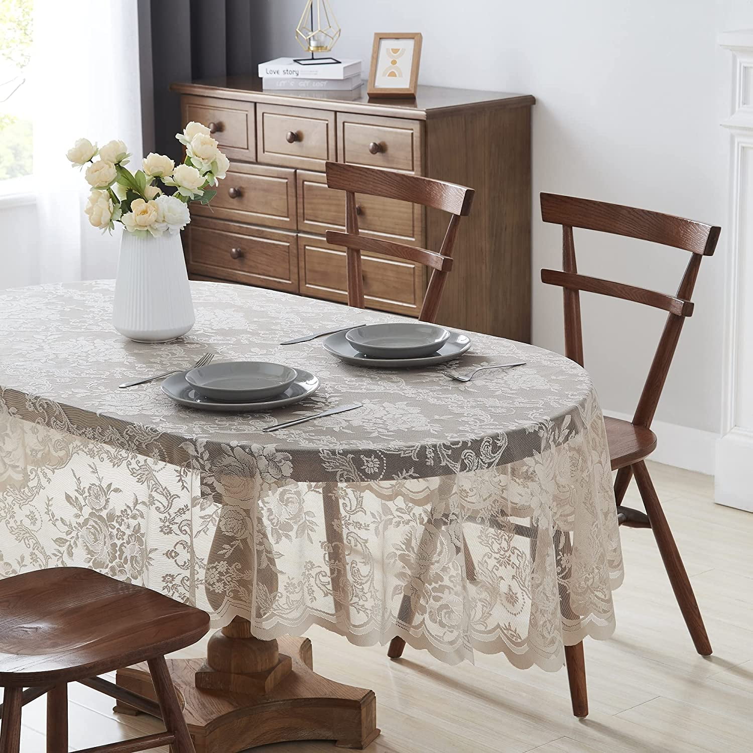 Warm Home Designs 60 x 84 Lace Oval Tablecloth - Walmart.com