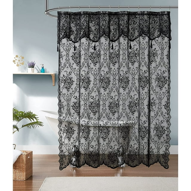 Warm Home Designs Black Lace Shower Curtain 72 W x 84 L Inches with ...