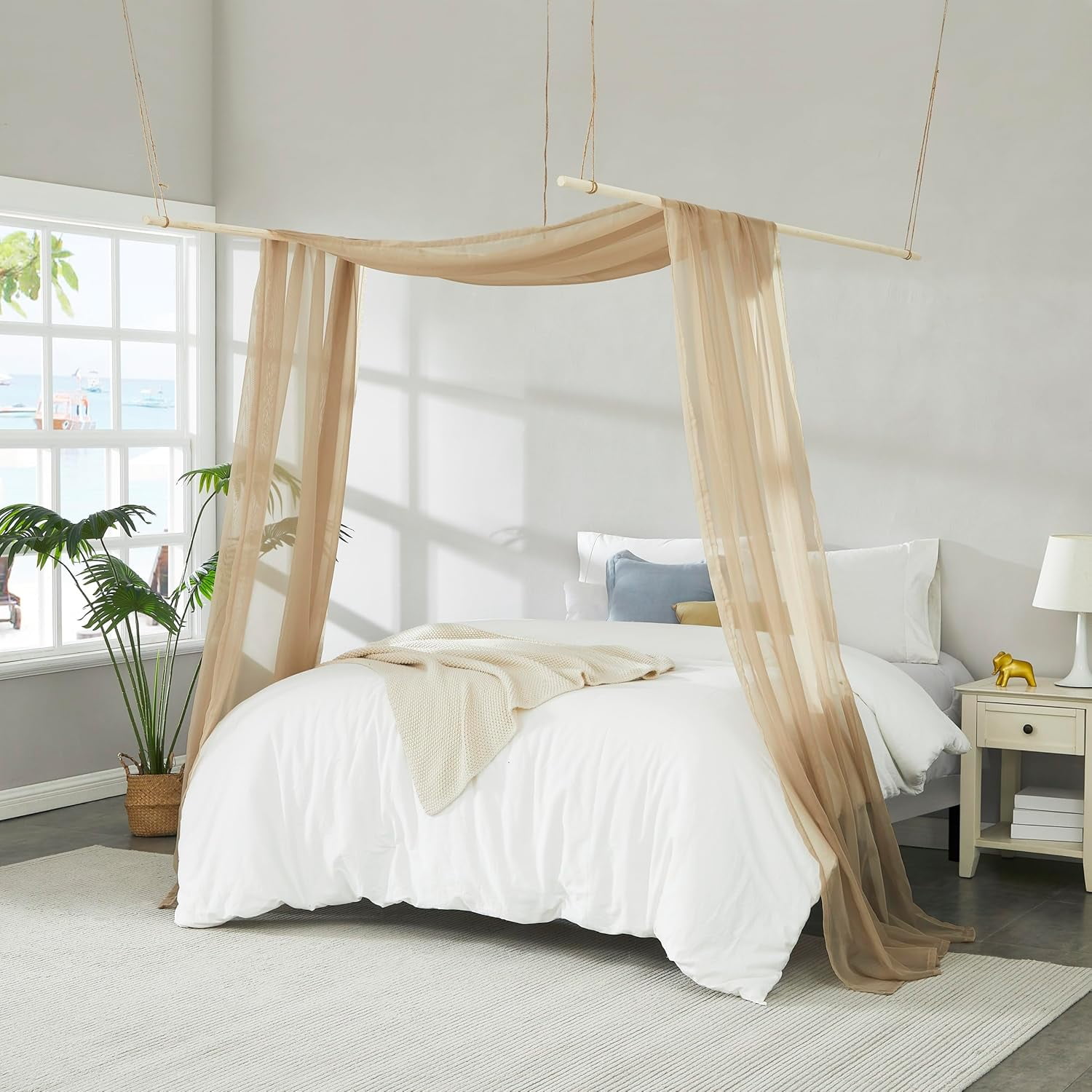 Warm Home Designs Brown Bed Canopy Curtains in 55 x 144 Inch Size. Our ...