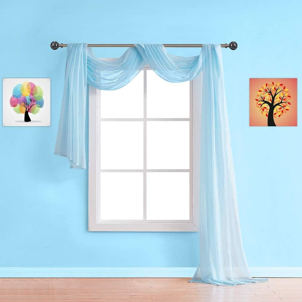 Warm Home Designs Extra Long Baby Blue Sheer Window Scarf. Valance ...