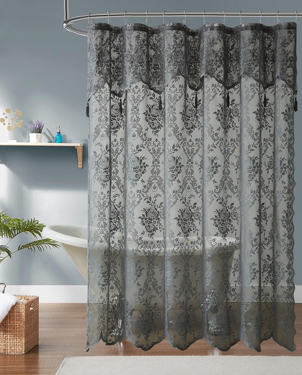 Warm Home Designs Grey Lace Shower Curtain 72 W x 72 L Inches with ...