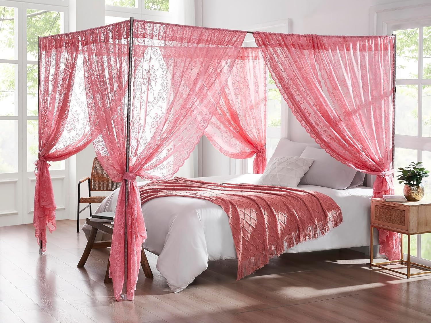 Customer reviews for Warm Home Designs Lace Canopy Bed Curtains Set ...