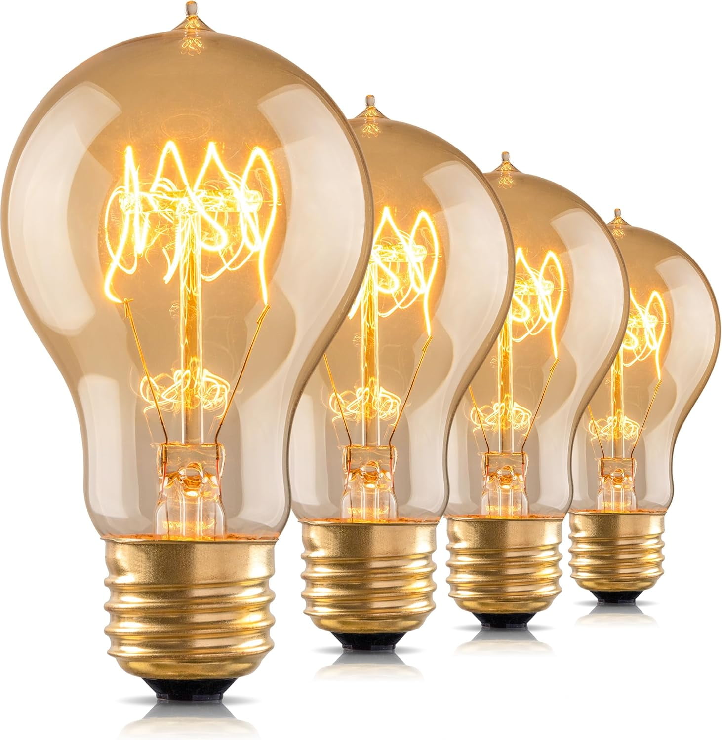 Warm Incandescent Light Bulbs 60 Watt,A19/A60 Vintage Style Edison ...