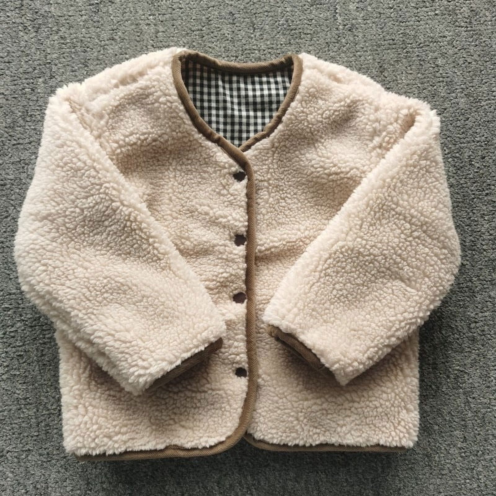 Warm Jacket Children Two Sides Wear Plaid Plush Jacket Kids Jackets ...