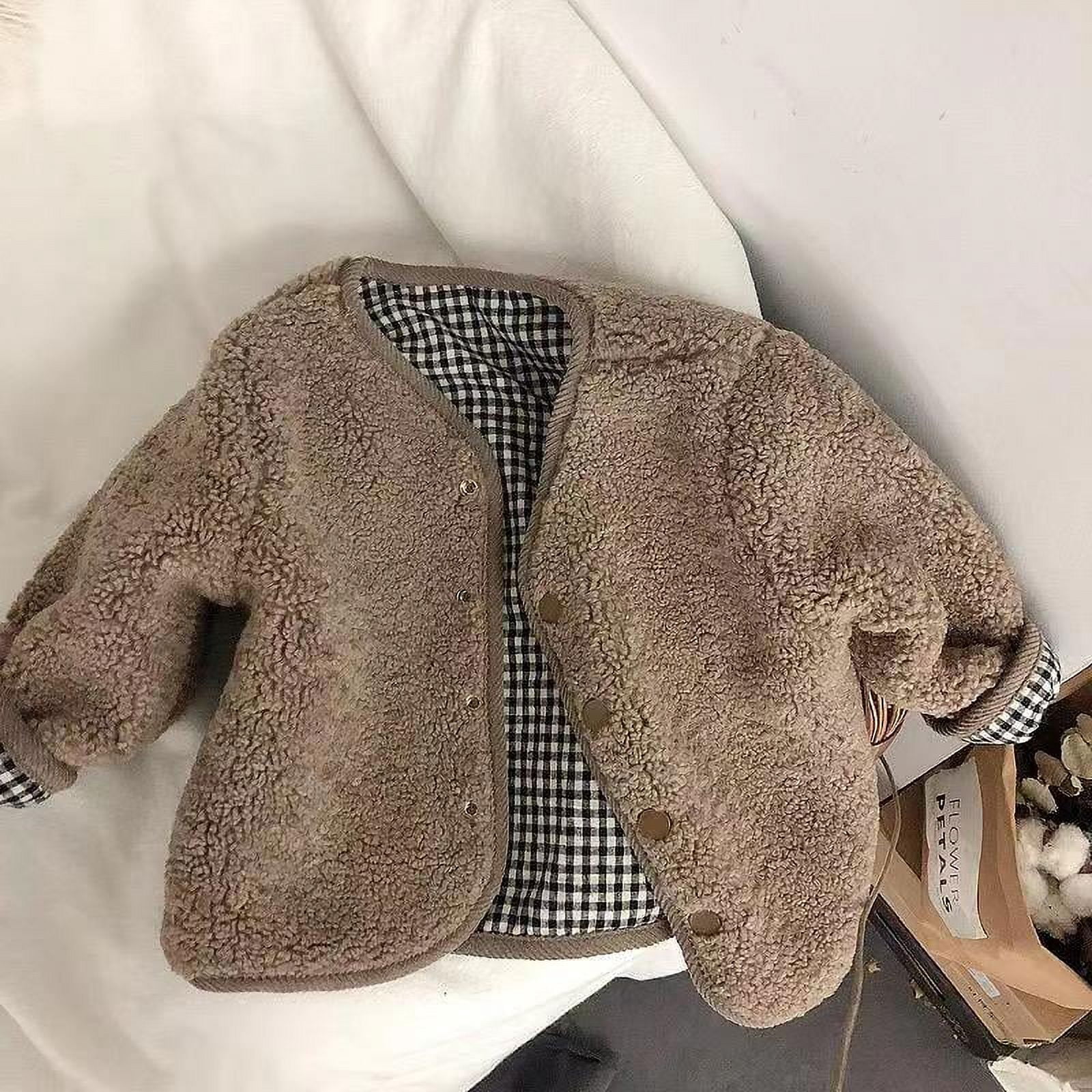Warm Jacket Children Two Sides Wear Plaid Plush Jacket Kids Jackets ...
