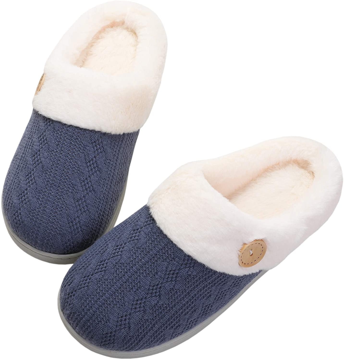 Warm Knit House Slippers for Women Comfy Fleece Lined Chenille Slippers ...