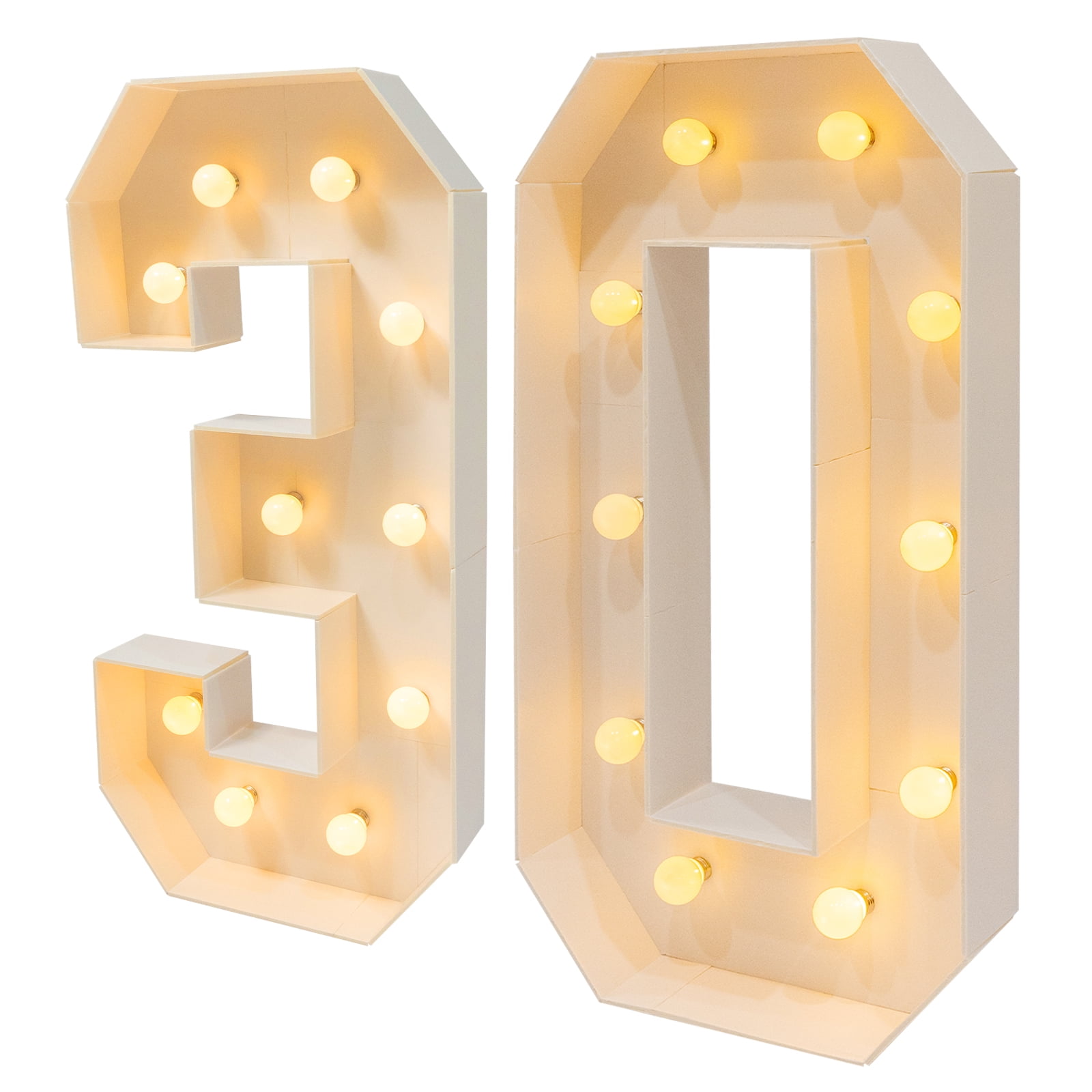 Warm LED Light Up Numbers, 30/40/50 for Birthday and Anniversary ...
