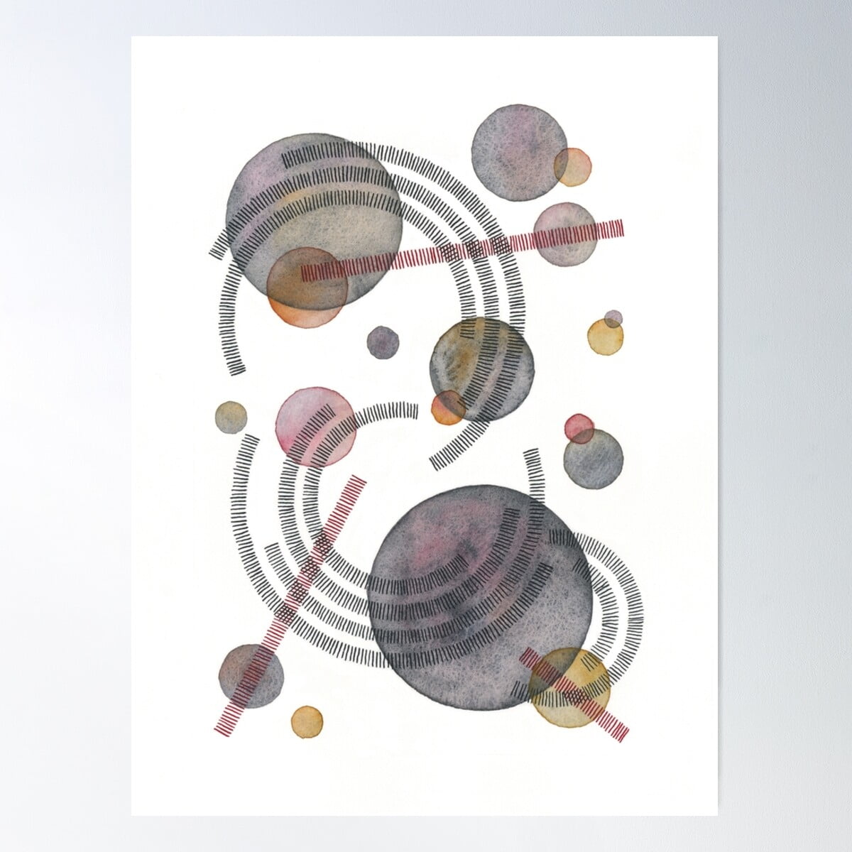 "Warm Leatherette" Abstract Watercolor Painting With Grey, Pink, Orange ...